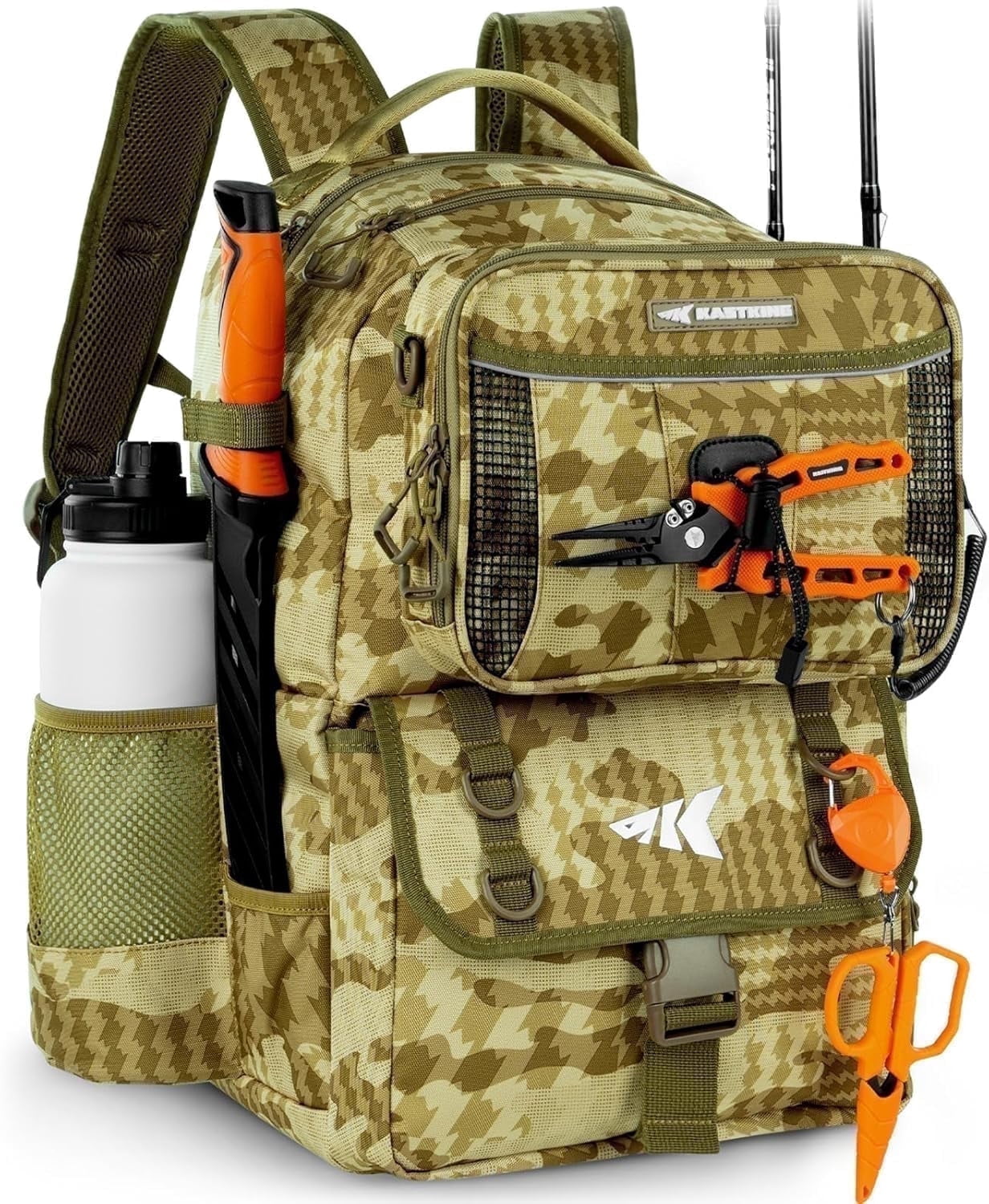 KastKing Fishing Tackle Backpack with Removable Bait Binder Rod Holders ...