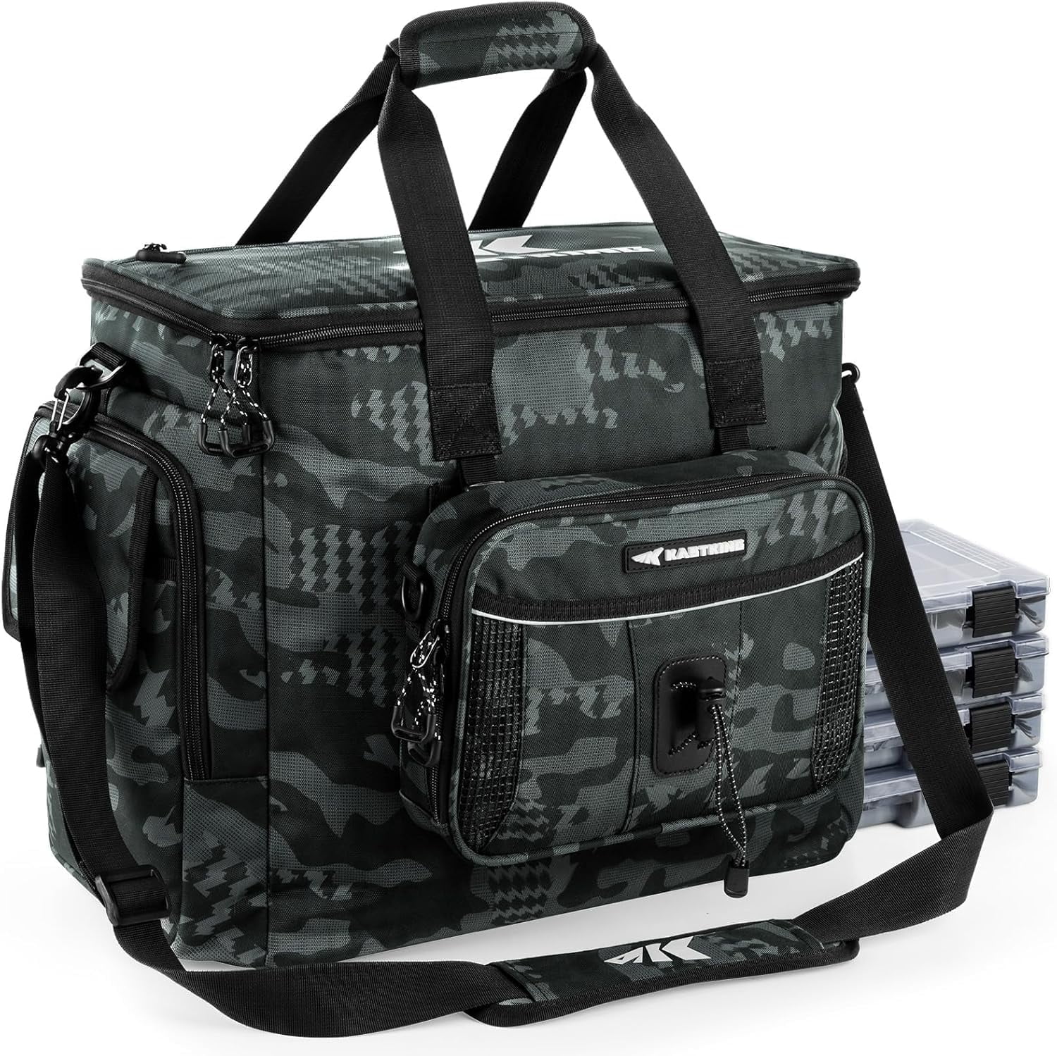 KastKing Fishing Tackle Bag With 4 Tackle Boxes & Removable Bait Binder ...