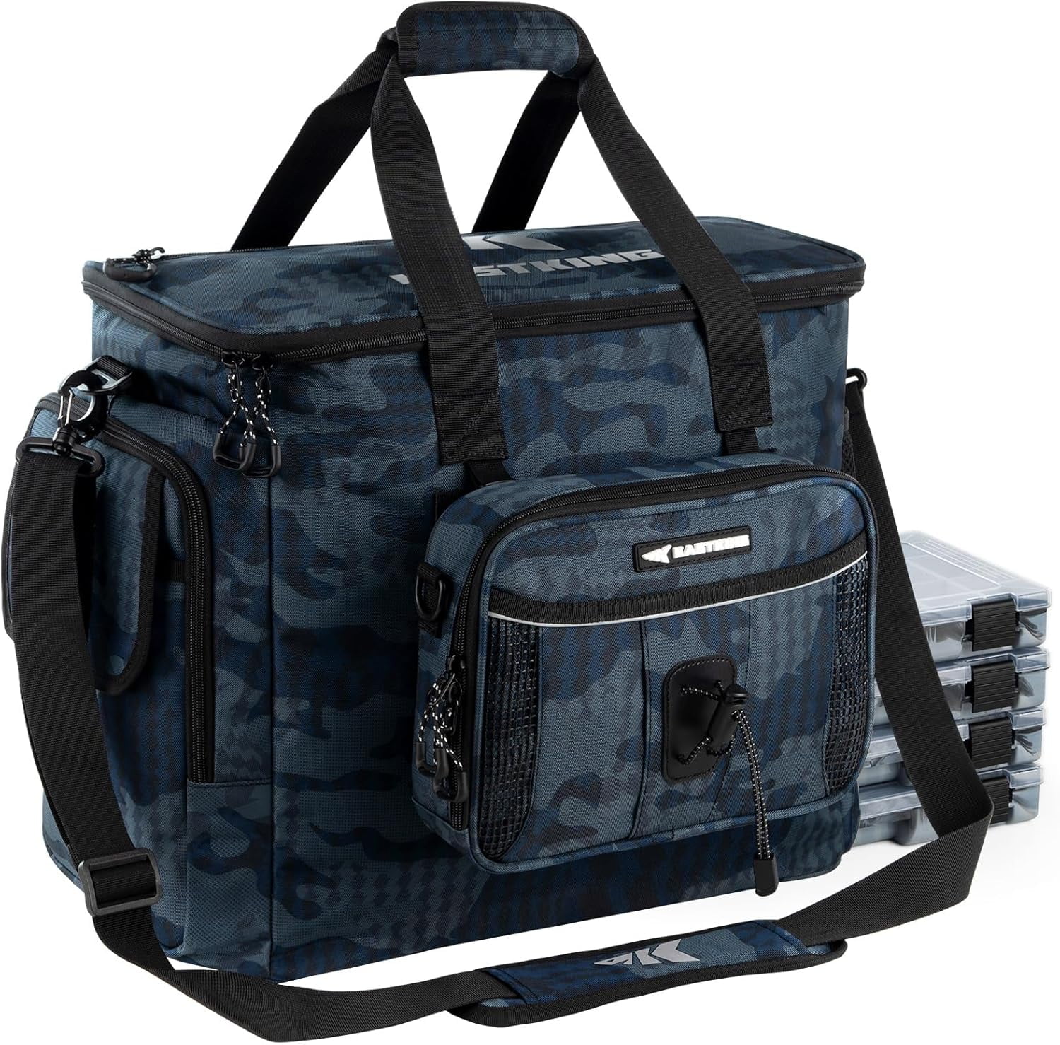 KastKing BaitSpace Fishing Tackle Bag With 4 Tackle Boxes & Removable ...