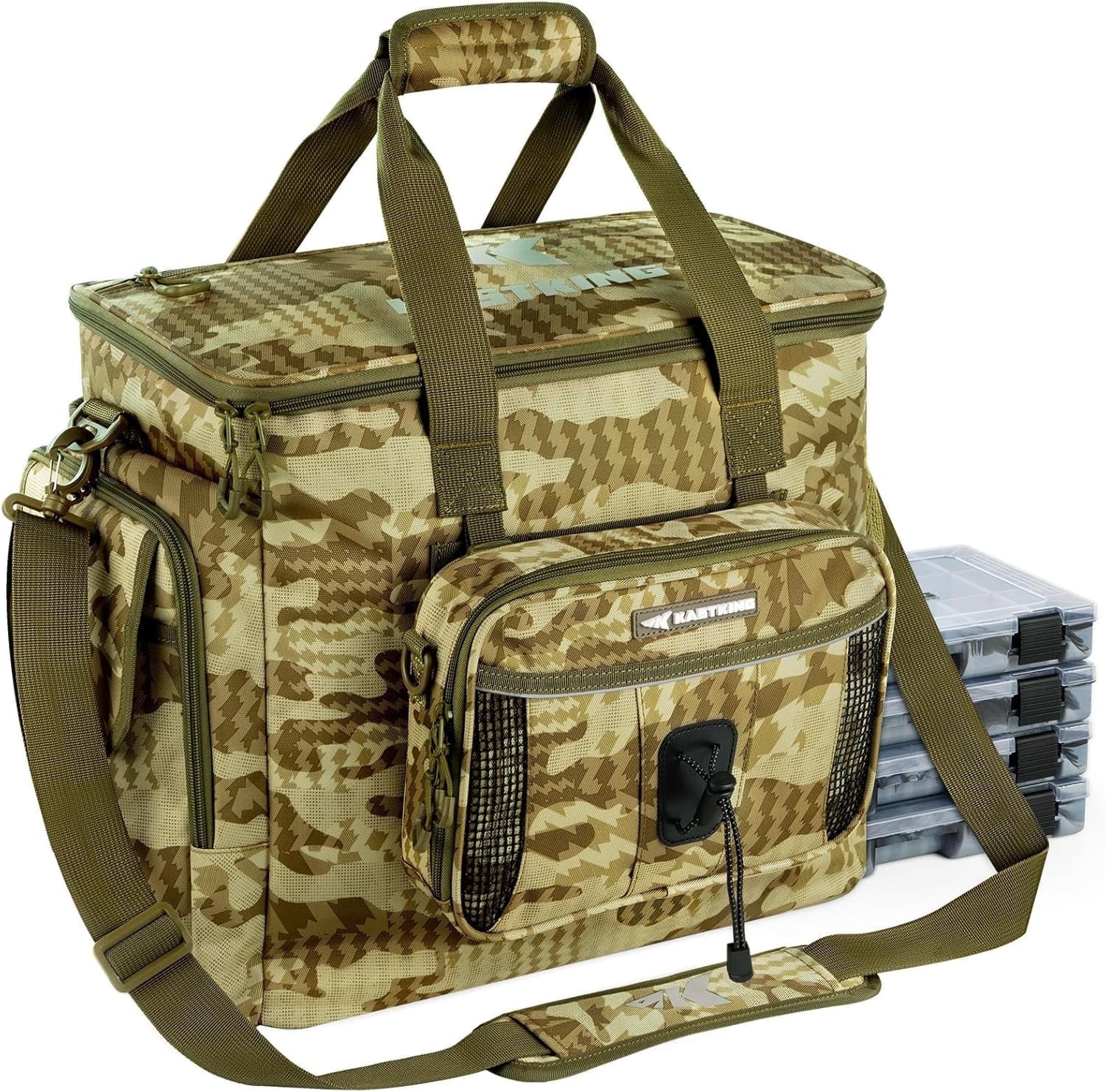 KastKing Fishing Tackle Bag With 4 Tackle Boxes & Removable Bait Binder ...