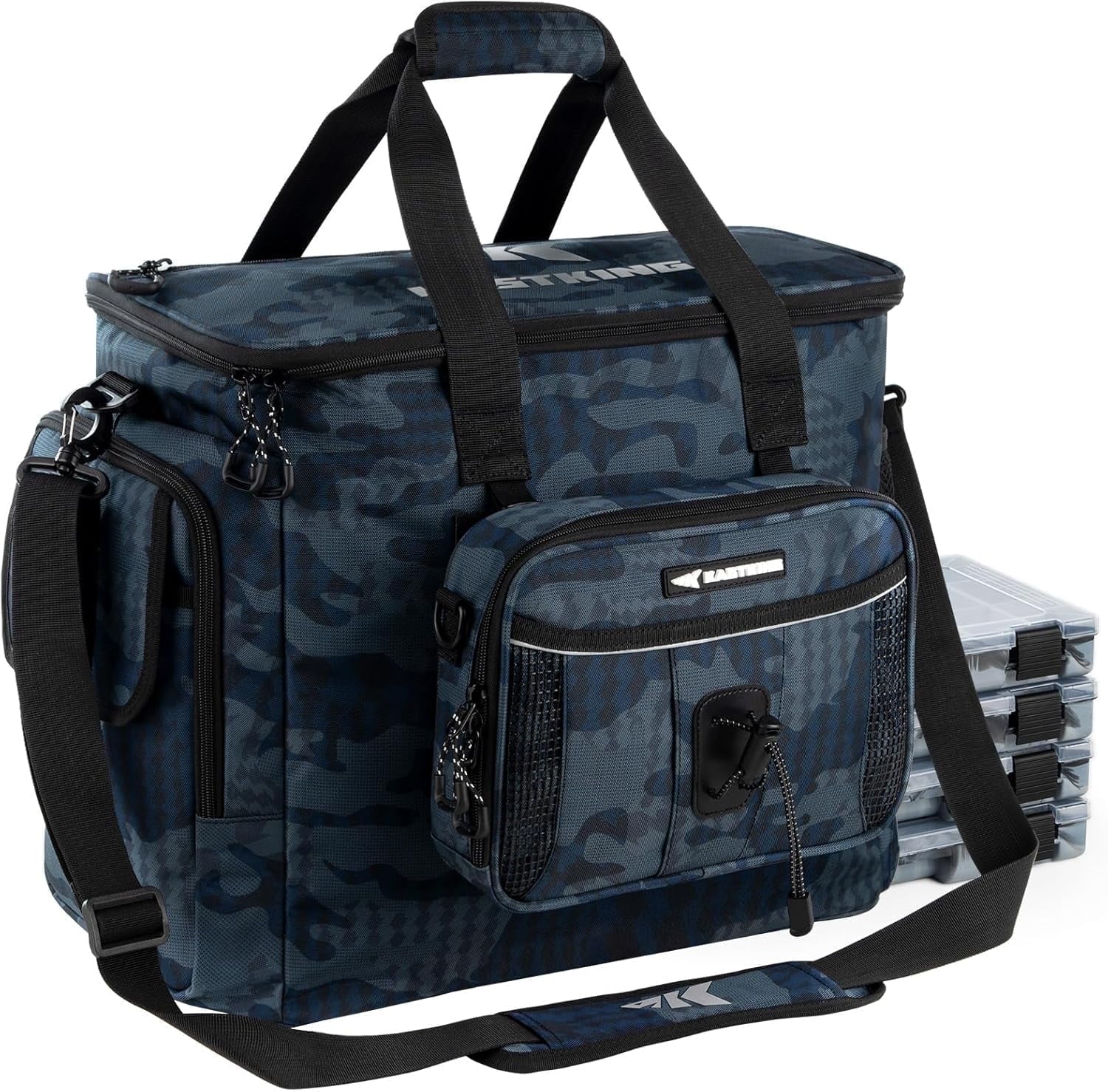 KastKing Fishing Tackle Bag With 4 Tackle Boxes & Removable Bait Binder ...