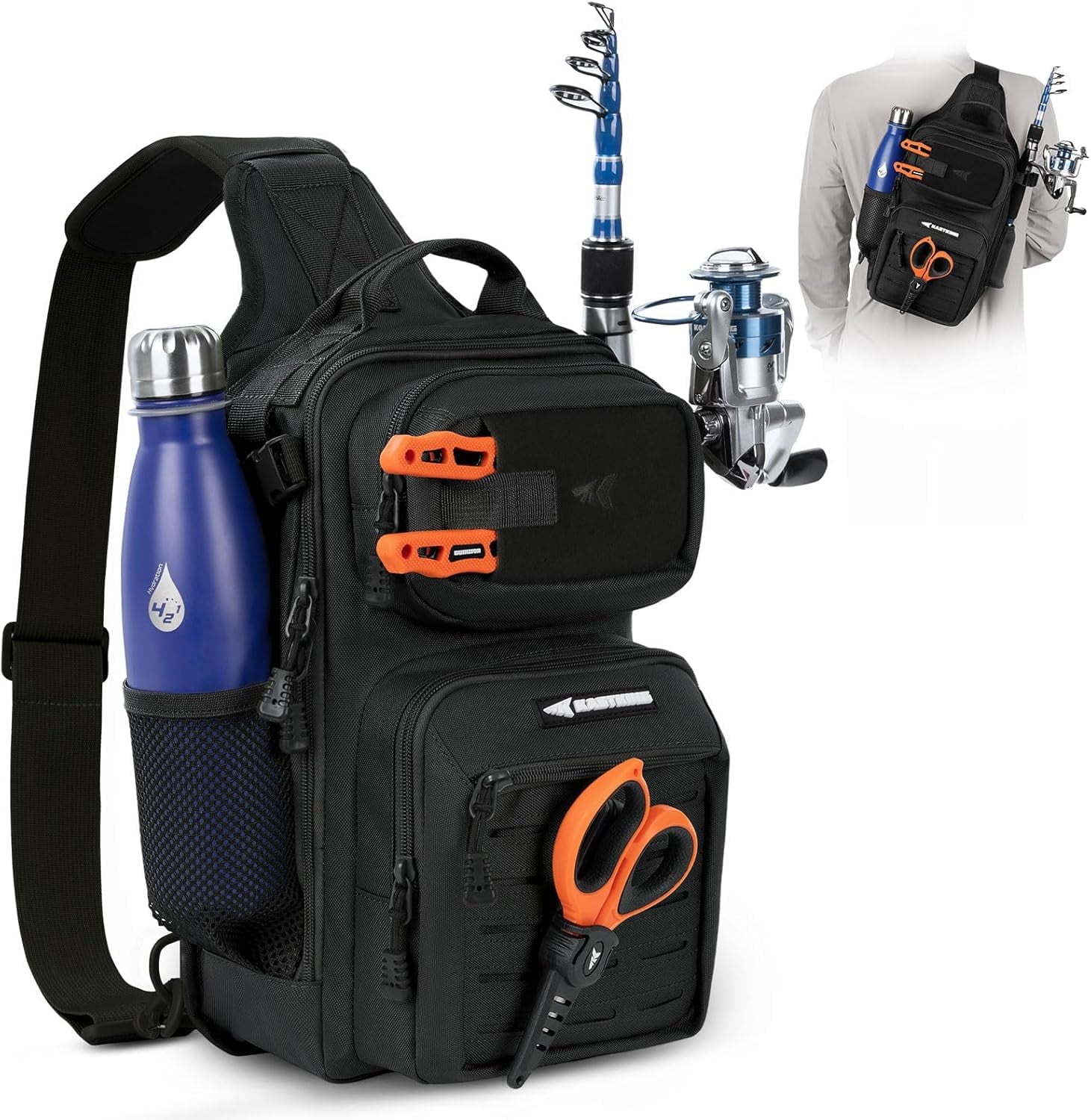 KastKing BlowBak Tactical Fishing Sling Tackle Bag-Lightweight Fishing ...