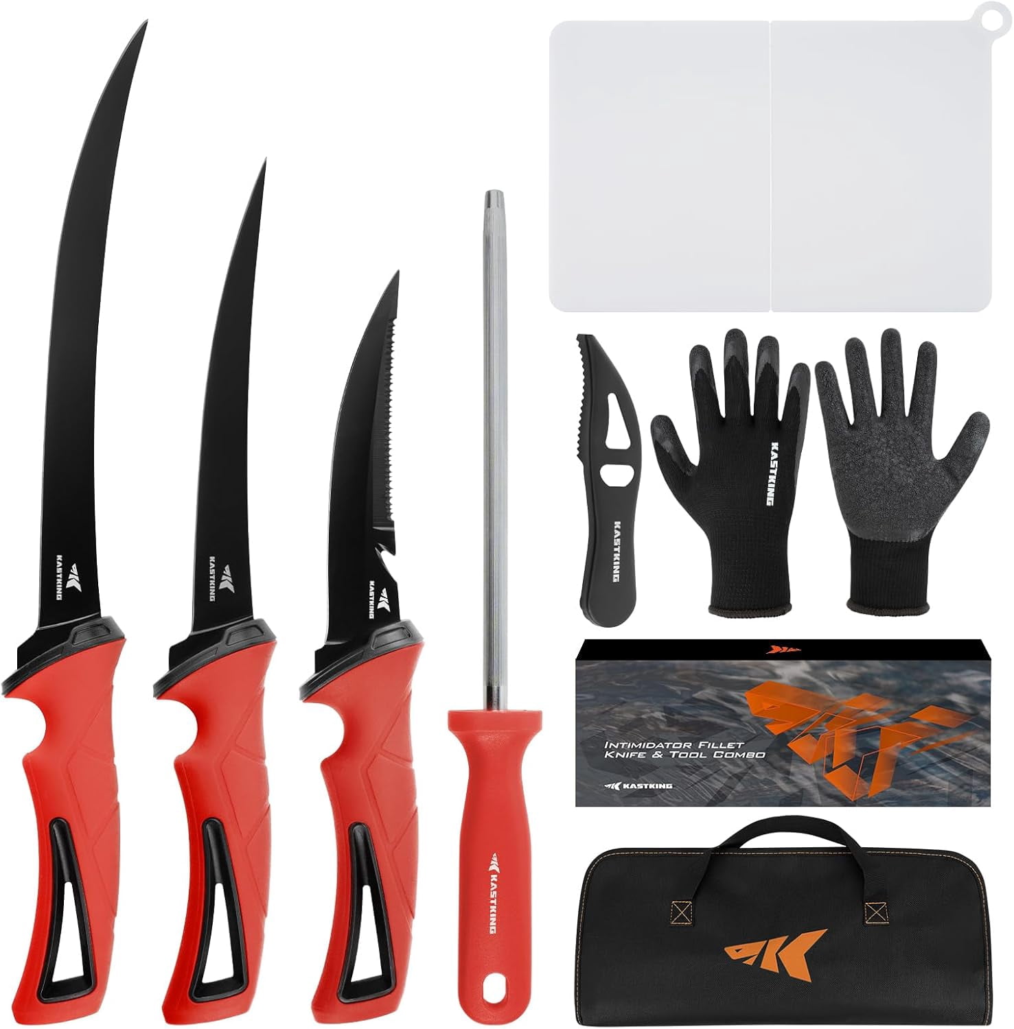 KastKing Intimidator Fillet Knife Set with Board, Scaler, Gloves & Bag ...