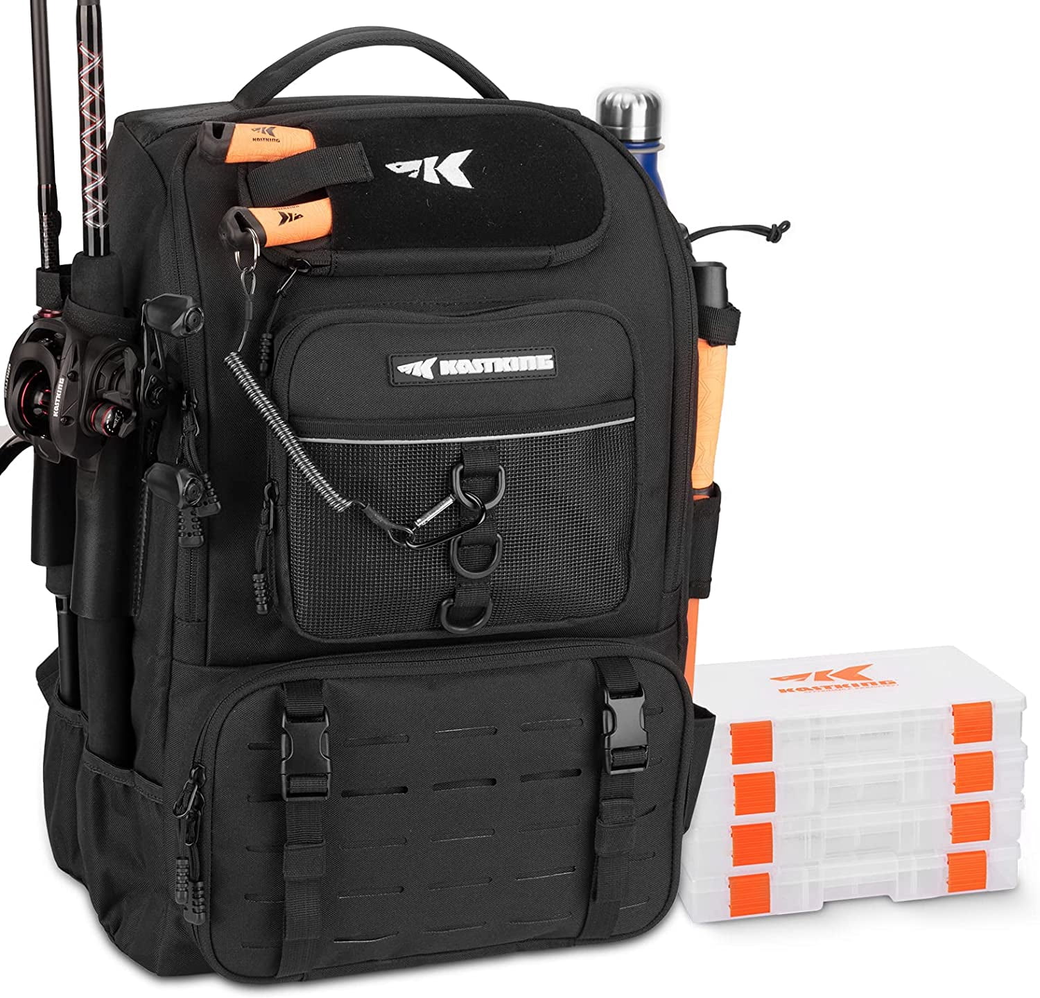 KastKing Fishing Tackle Backpack with Rod Holders and 14 Storage ...