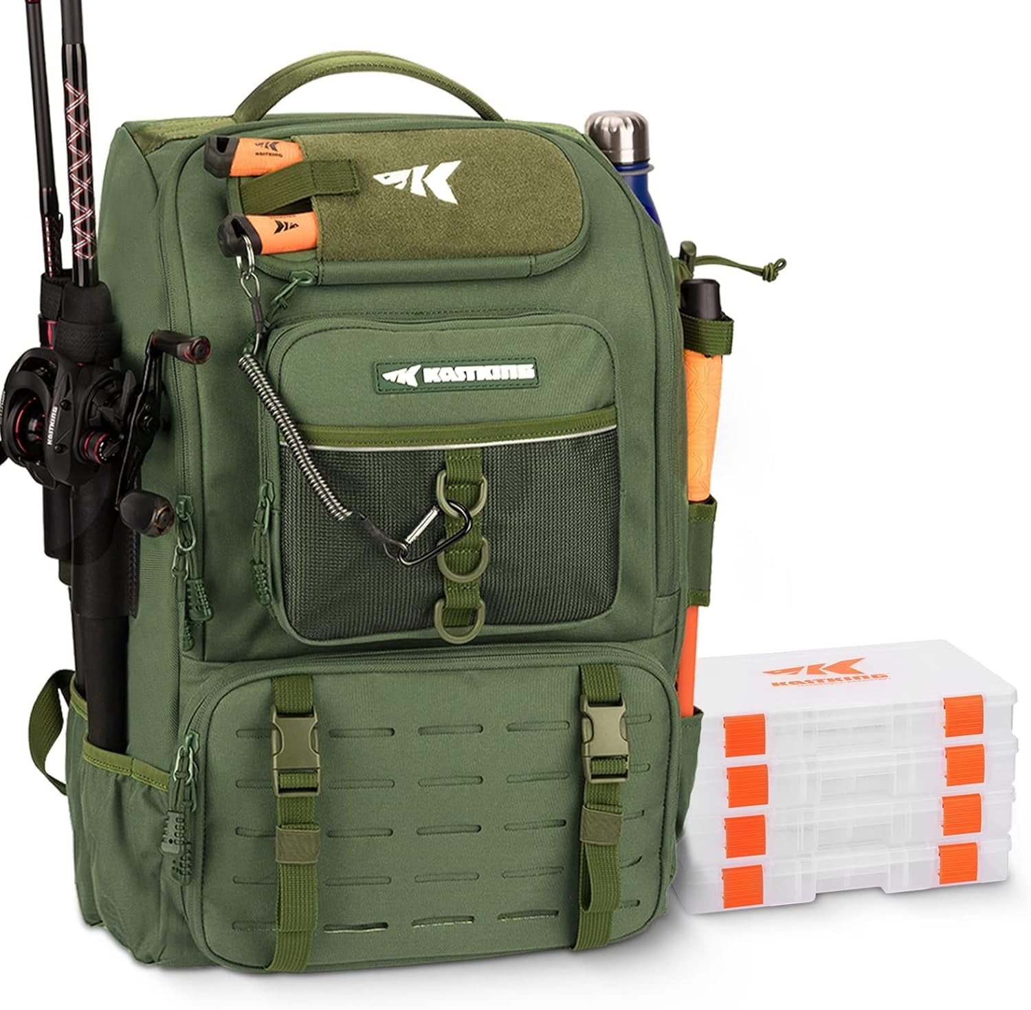KastKing Fishing Tackle Backpack with Rod Holders 4 Tackle Boxes ...