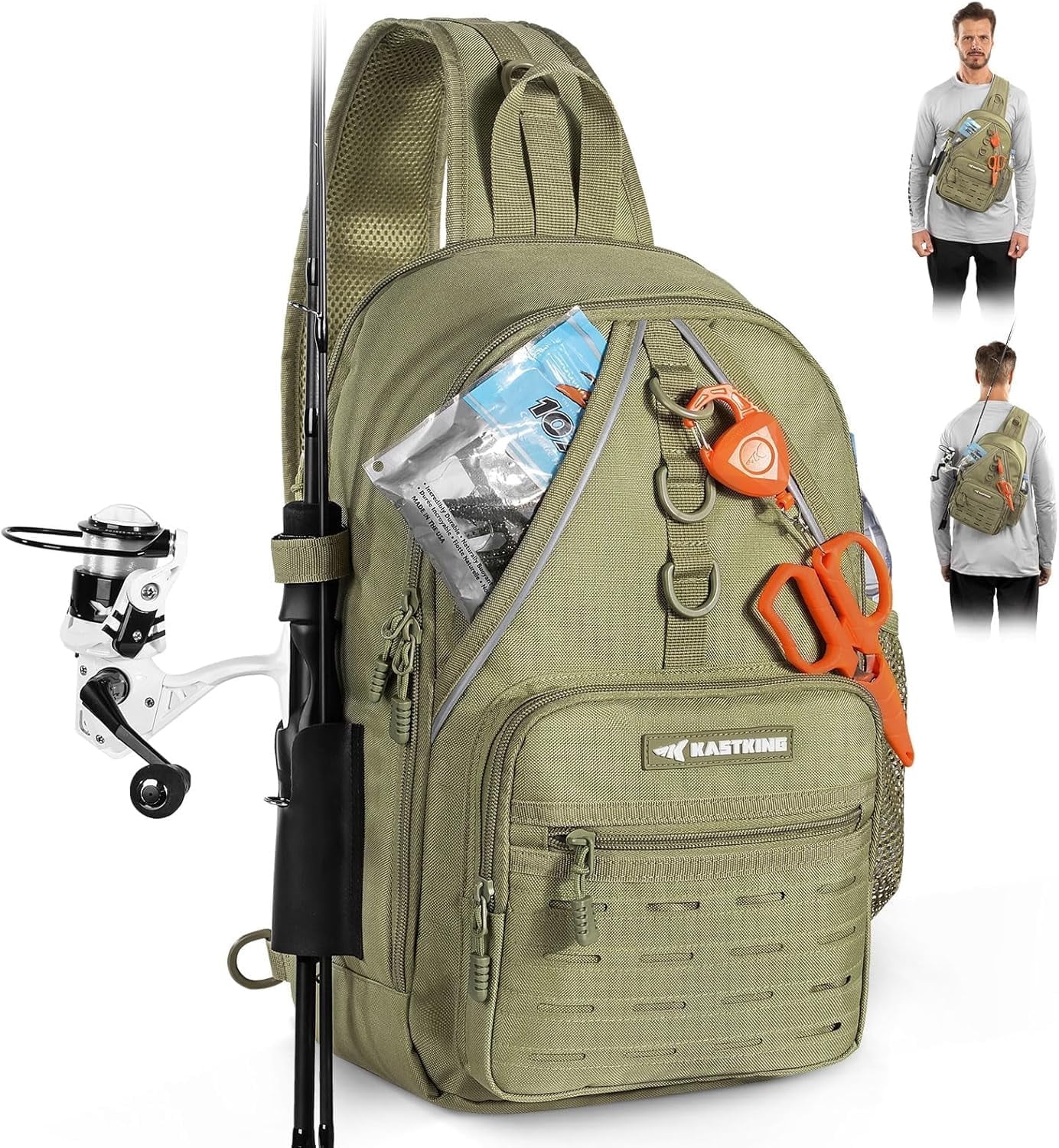 KastKing Karryall Sling Tackle Bag, Fishing Backpack with Rod Holder ...