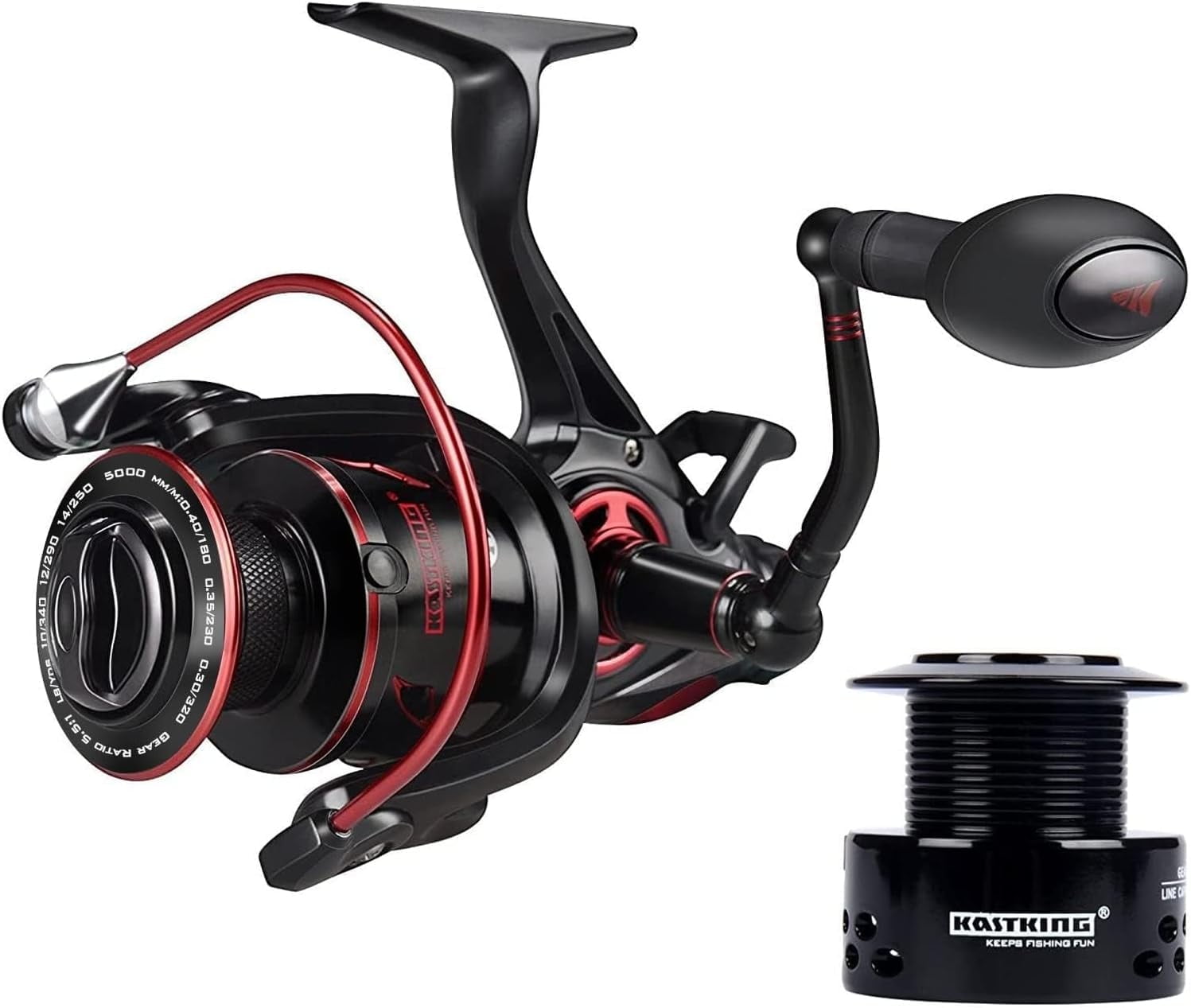 KastKing 5000 Spinning Reel 10+1 Shielded Stainless Steel BB - Carbon ...