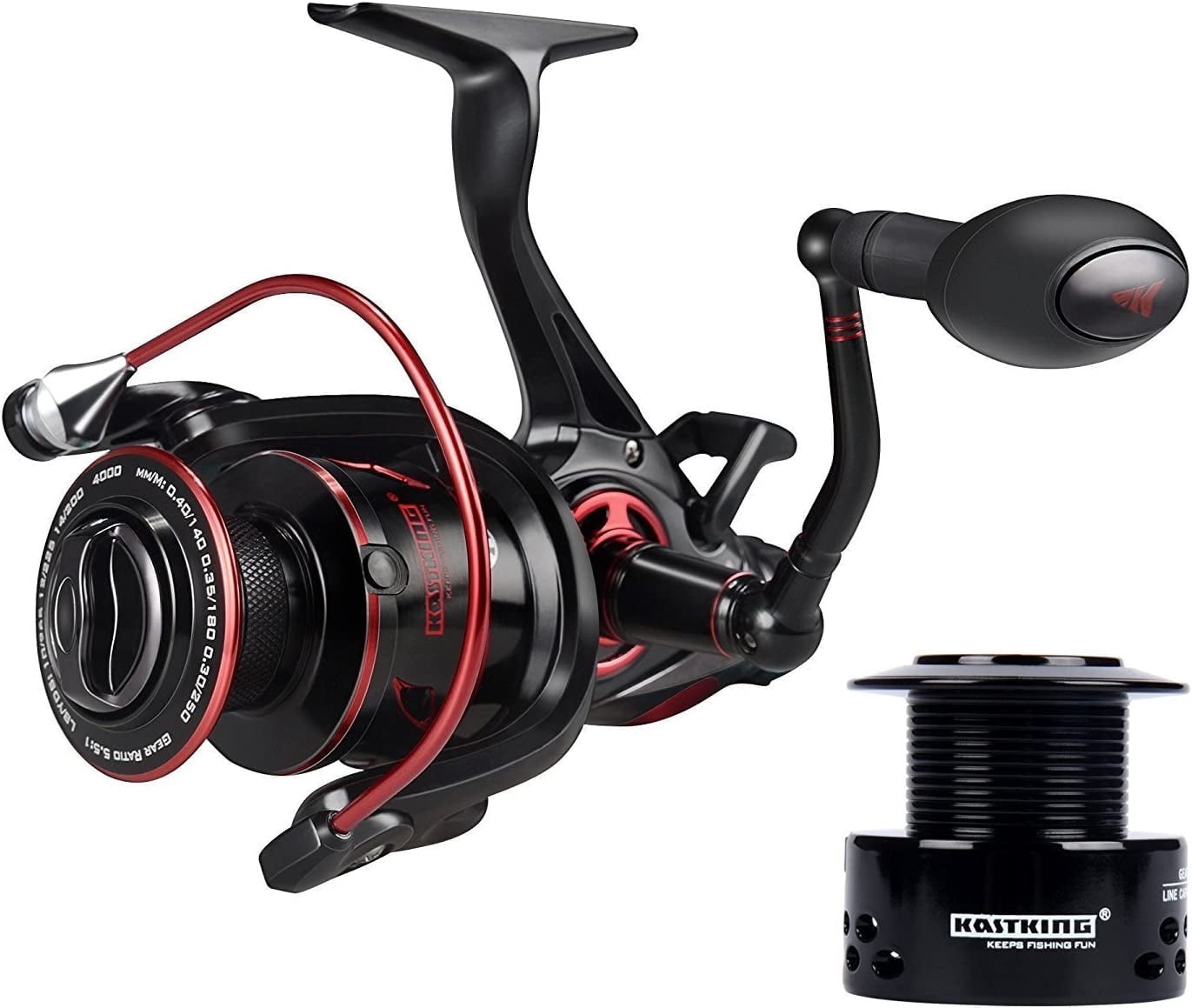 KastKing 6000 Spinning Reel 10+1 Shielded Stainless Steel BB - Carbon ...