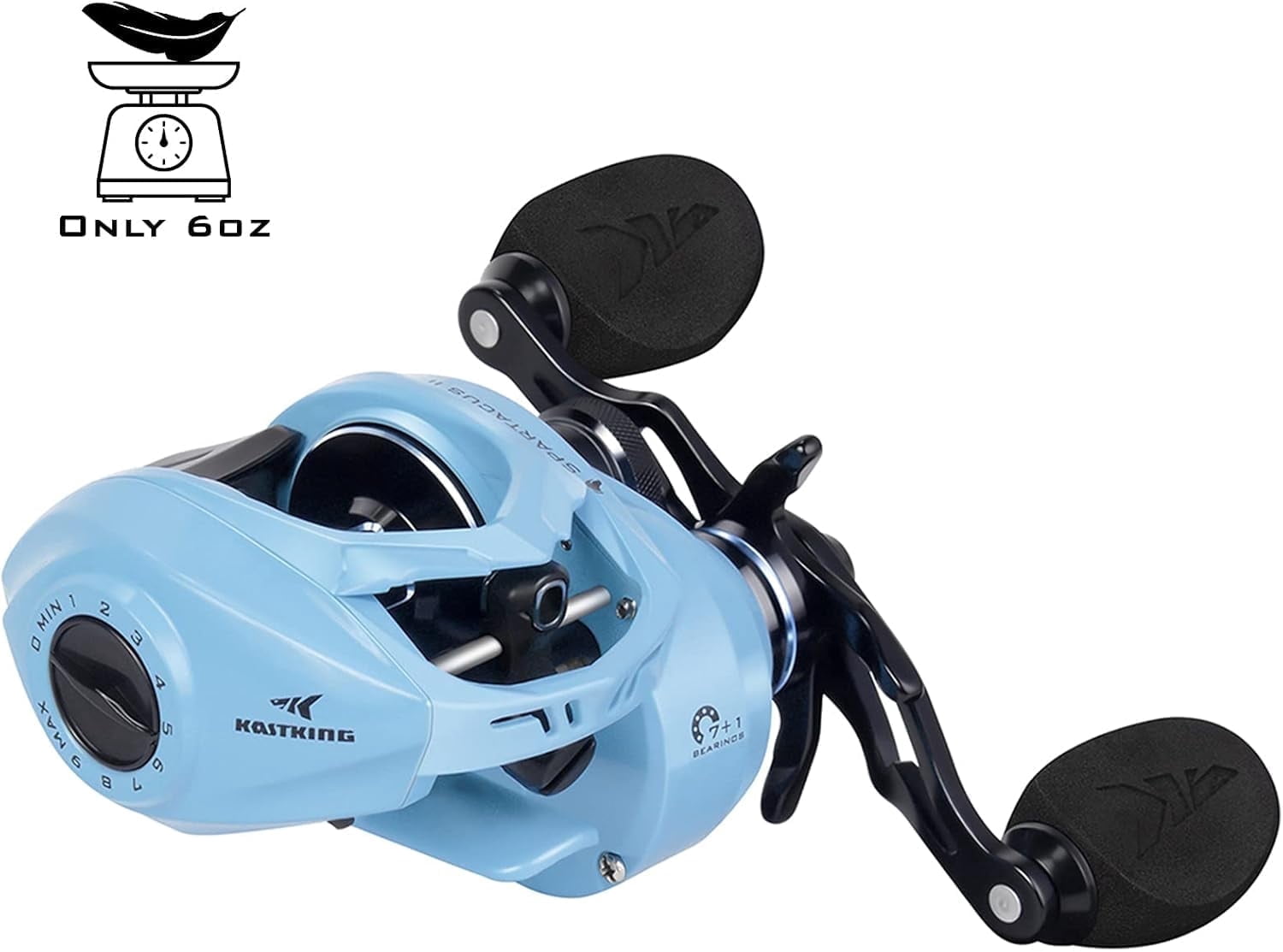 KastKing Left Baitcasting Fishing Reel 6oz 17.6 LB Carbon Fiber Drag 7. ...