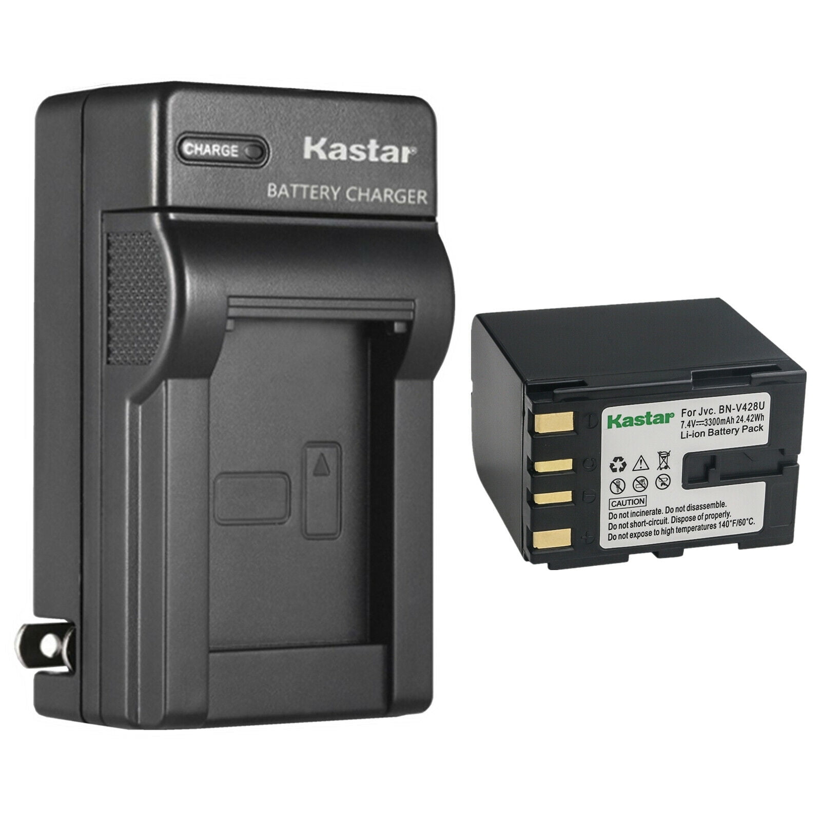Kastar 1-Pack BN-V428 Battery and AC Wall Charger Replacement for JVC BN-V408US BN-V416US BN ...