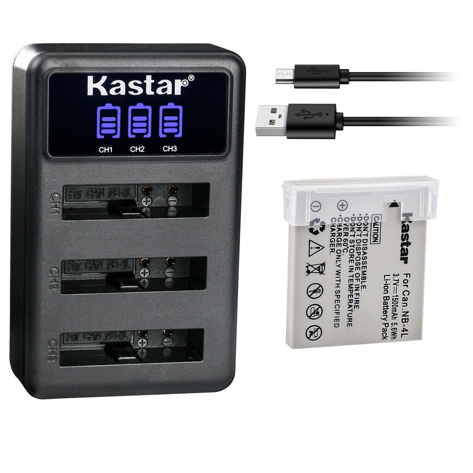 Kastar 1 Pack Battery and LCD Triple USB Charger Compatible with Canon PowerShot SD30, SD40 ...