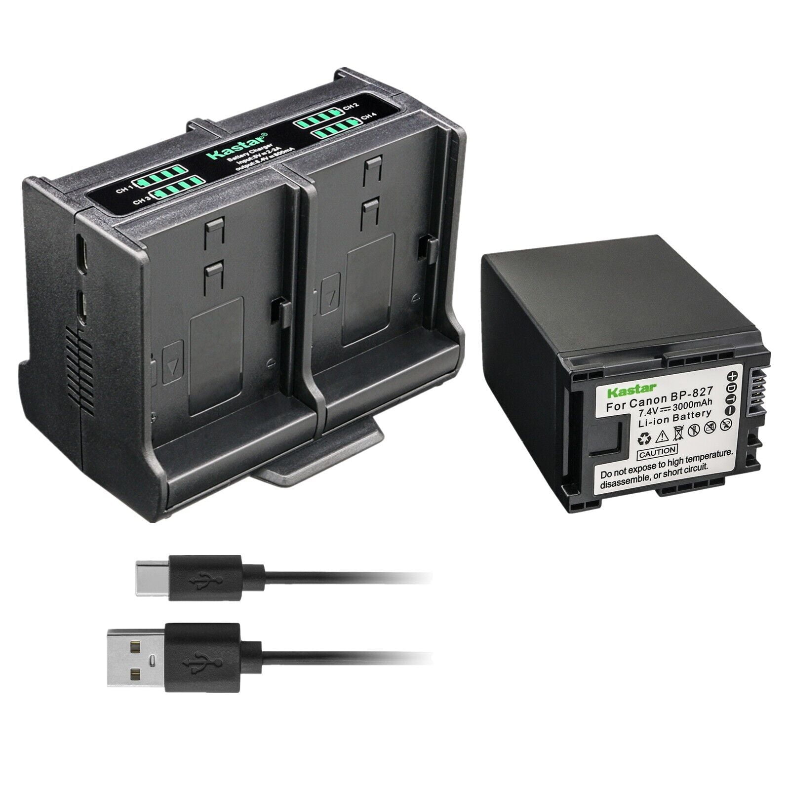 Kastar 1-Pack Battery and Quadruple Charger Compatible with Canon VIXIA HG21, VIXIA HF G10 HFG10 ...