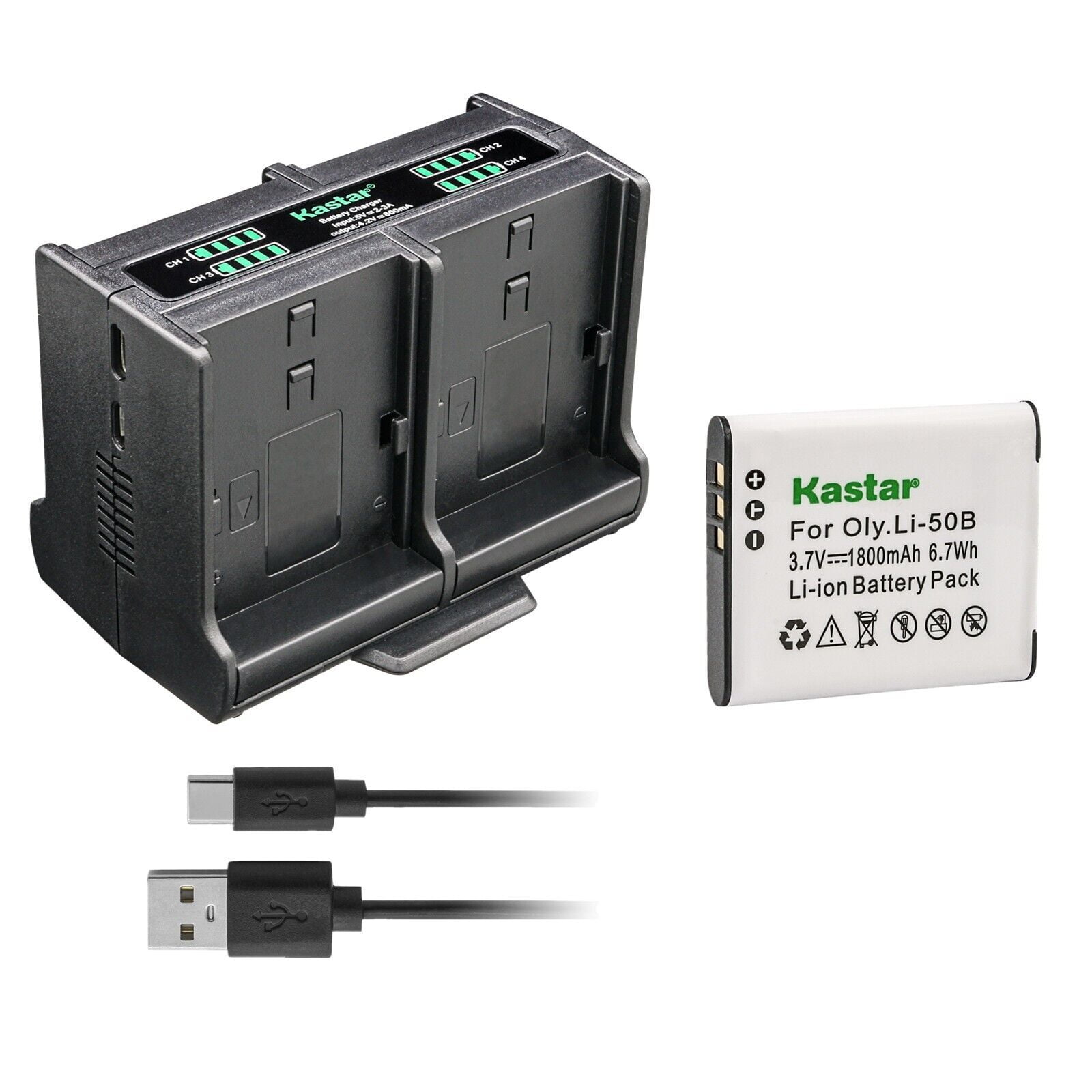 Kastar 1-Pack Battery and Quadruple Charger Compatible with Olympus ...