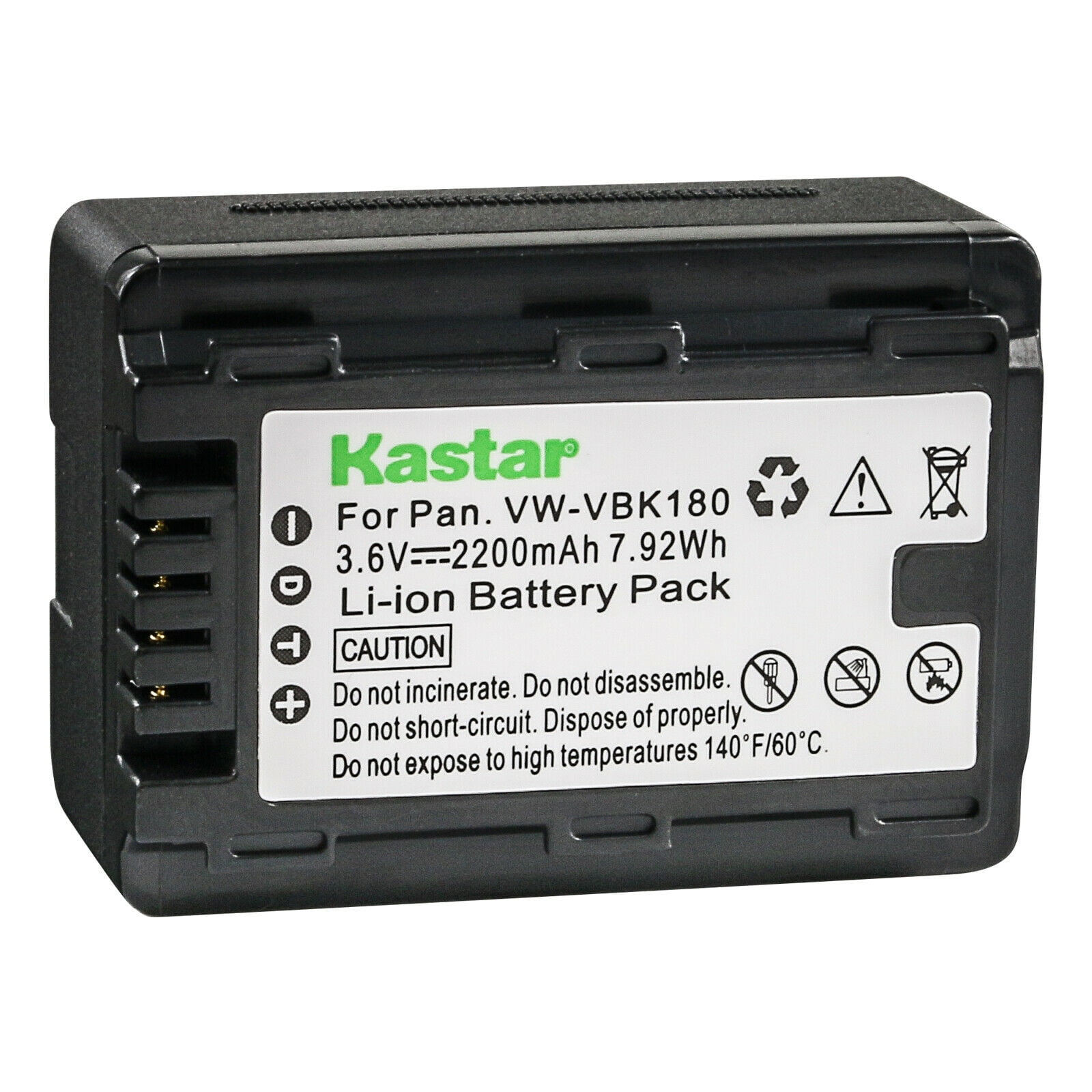 Kastar 1-Pack Battery VW-VBK180 Replacement for Panasonic HC-V700M, HC ...