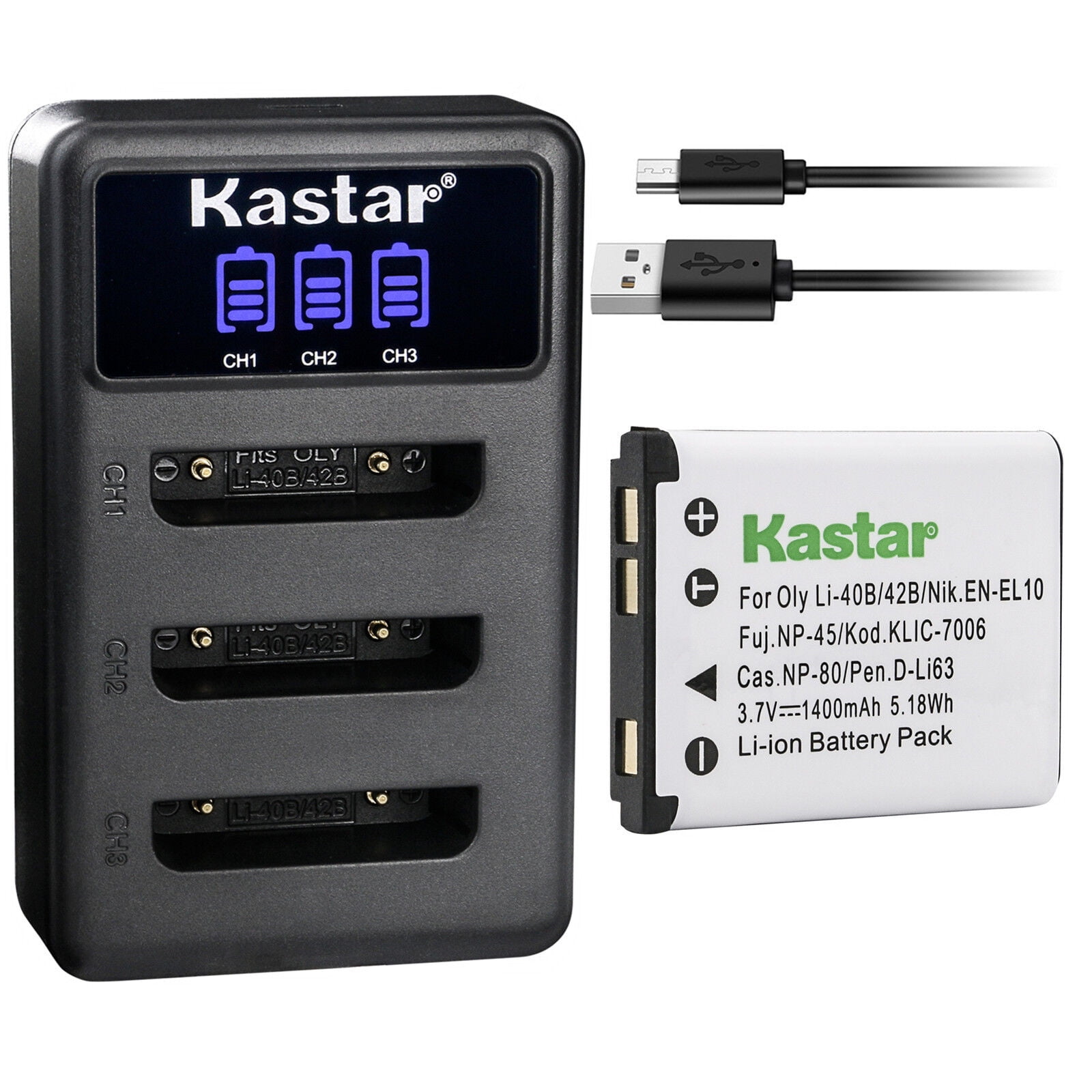 Kastar 1 Pack Battery and LCD Triple USB Charger Compatible with ...