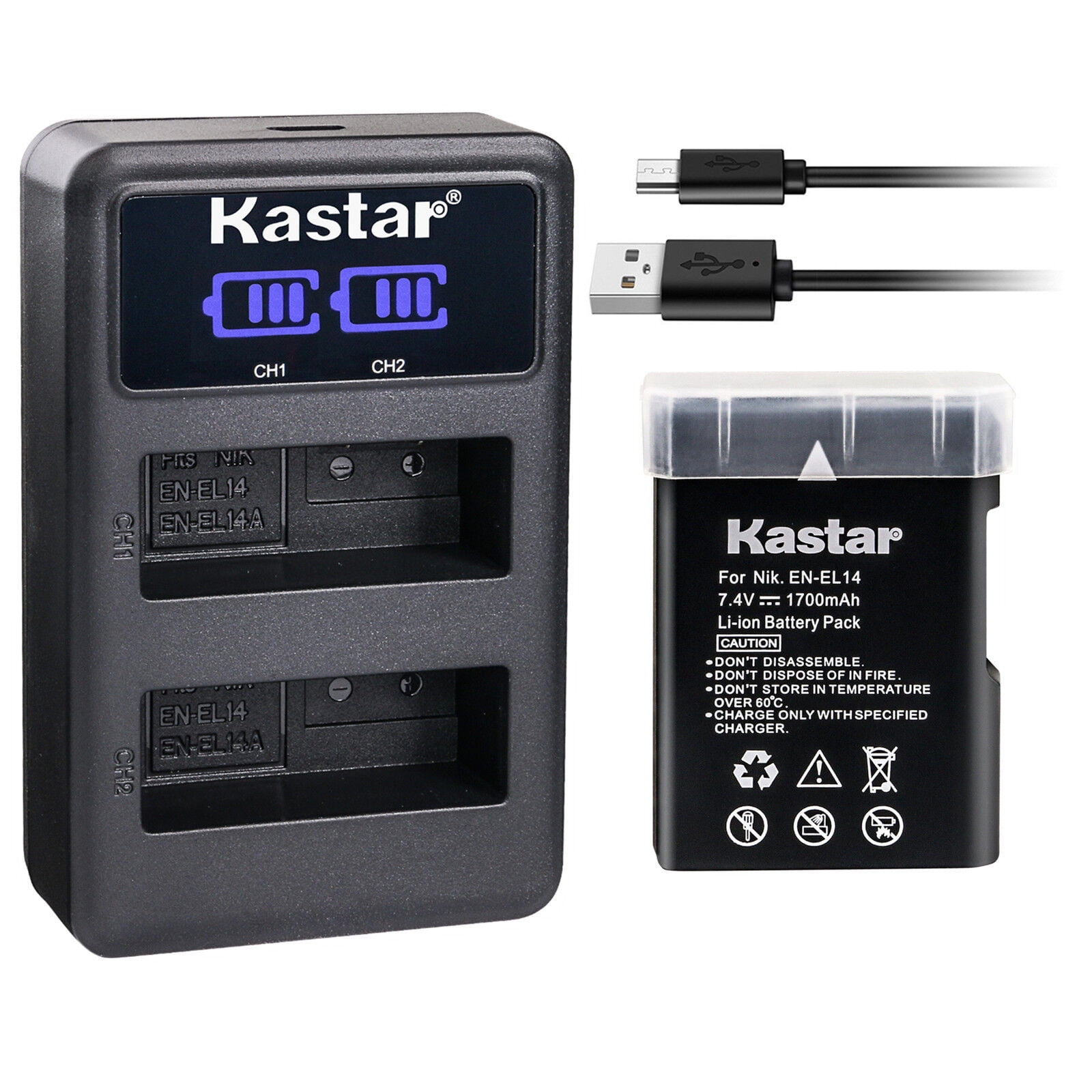 Kastar 1-Pack EN-EL14 Battery and LED2 USB Charger Compatible with ...