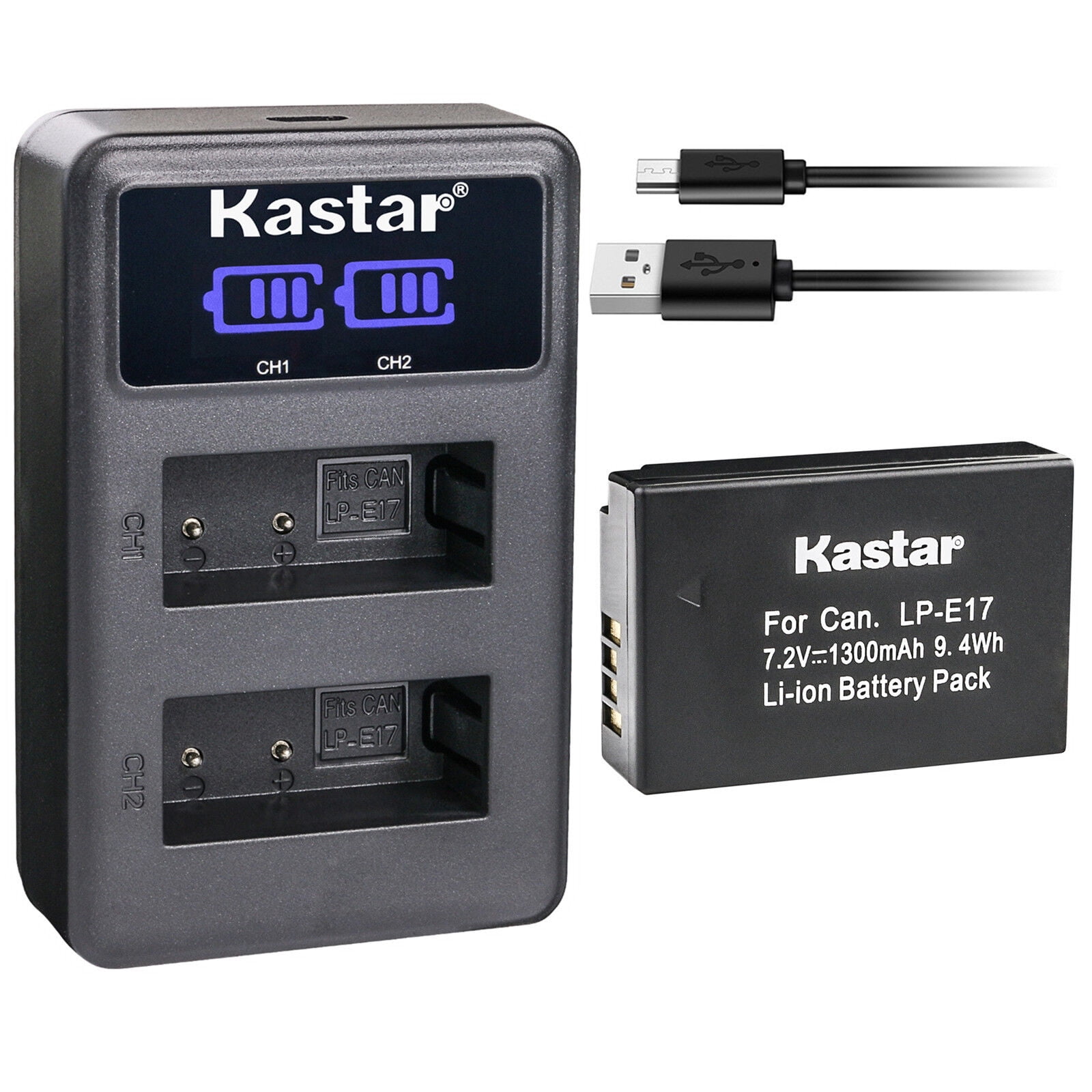 Kastar 1-Pack LP-E17 Battery and LED2 USB Charger Compatible with Canon ...