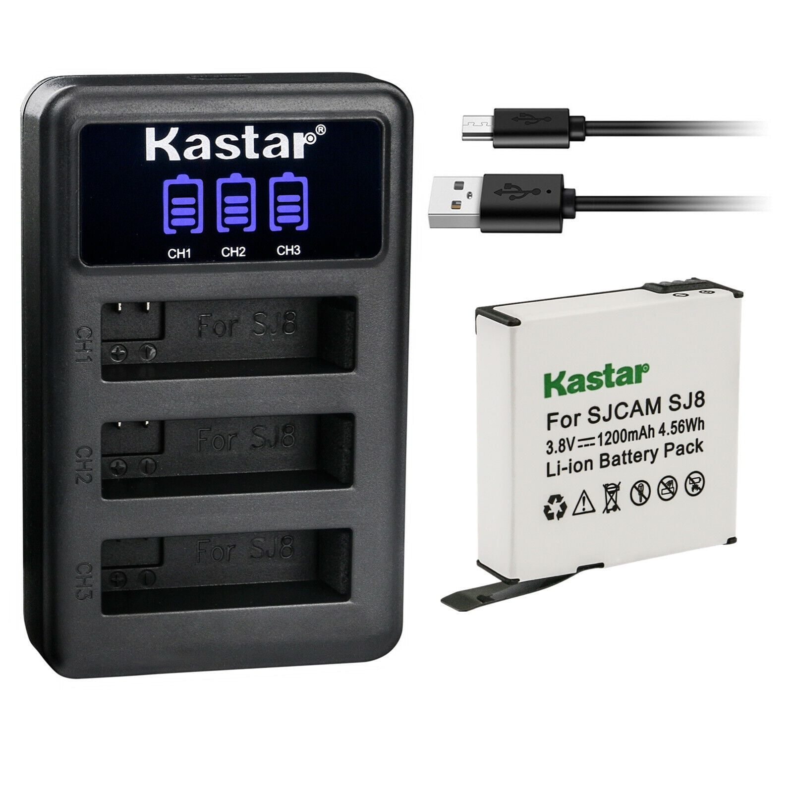 Kastar 1 Pack SJ8 Battery and LCD Triple USB Charger Compatible with ...