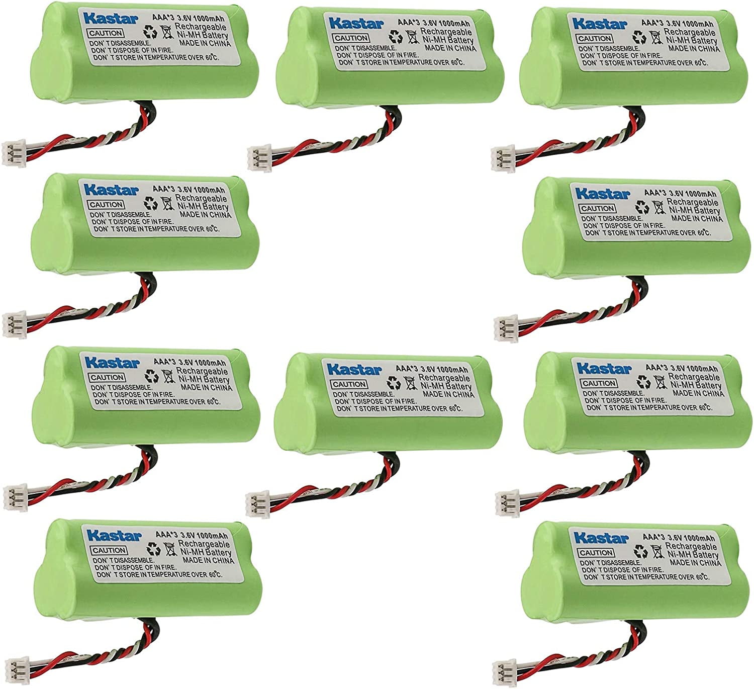 Kastar 10-Pack AAA 3.6V 1000mAh Ni-MH Rechargeable Battery Replacement for Zebra/Motorola Symbol ...