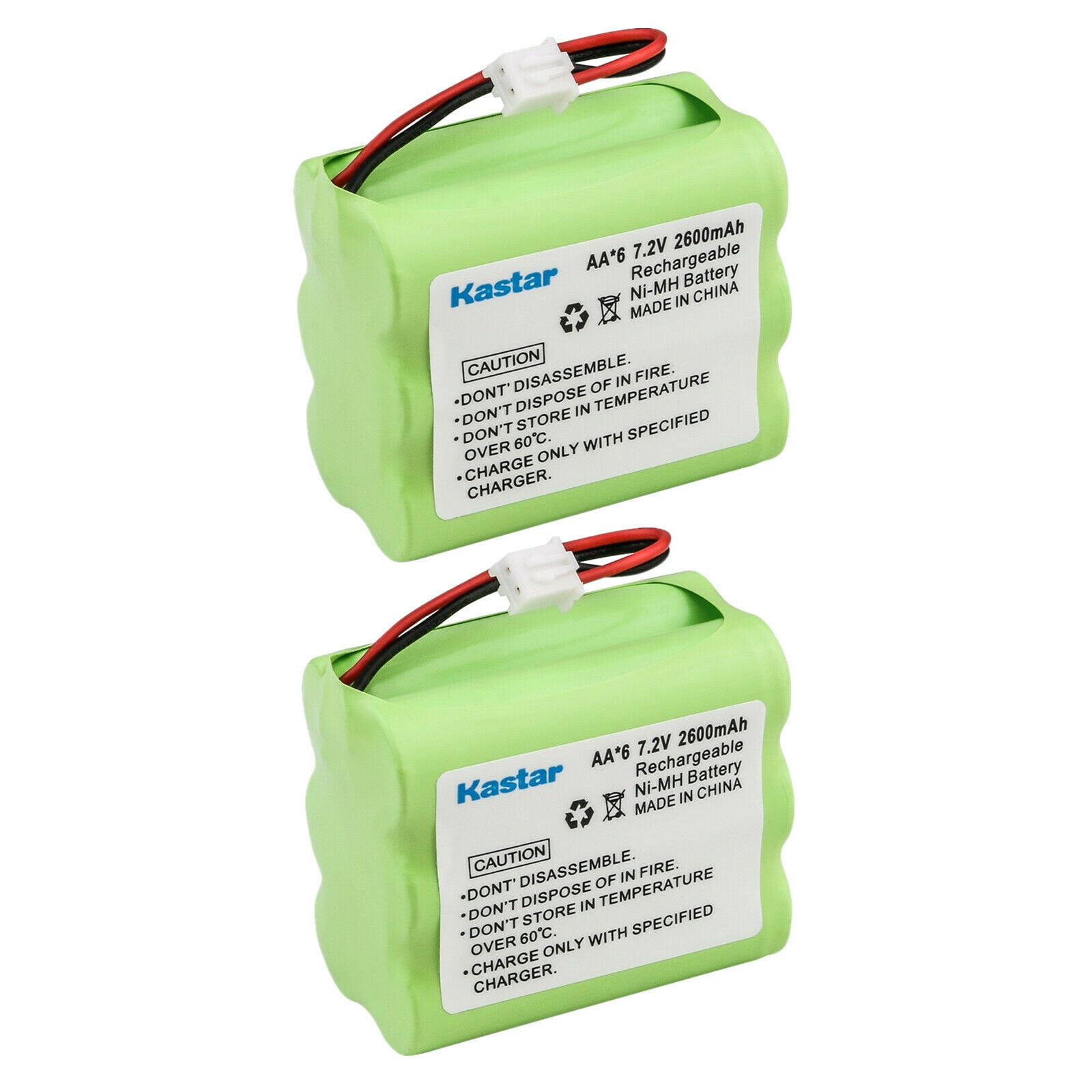 Kastar 2-Pack 7.2V 2600mAh Ni-MH Battery Replacement for 2GIG Alarm ...