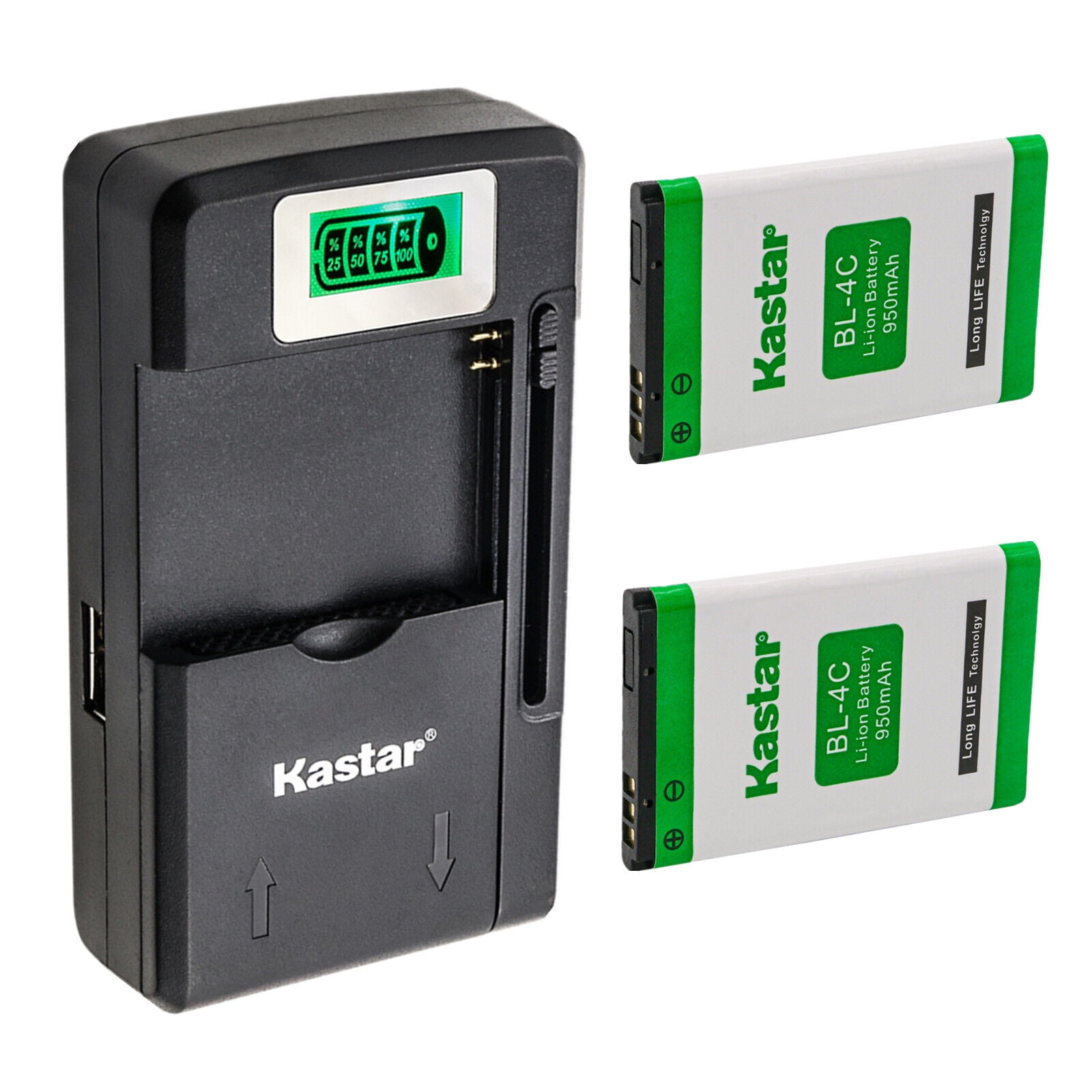 Kastar 2-Pack BL-4C Battery and Smart LCD Charger Replacement for KAZAM ...