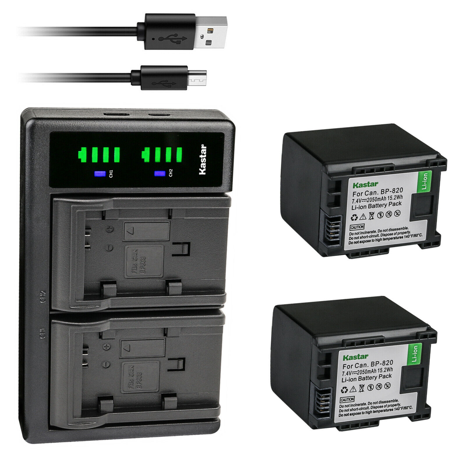 Kastar 2-Pack BP-820 Battery and LTD2 USB Charger Compatible with Canon ...