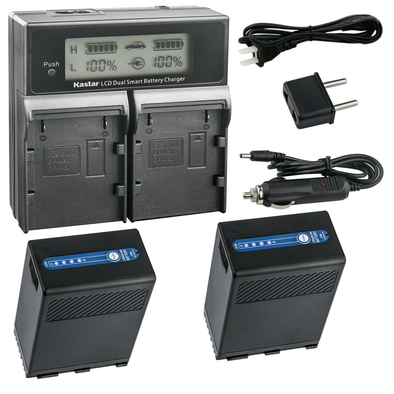 Kastar 2-Pack BP-A68 Multifunction Battery and AC LCD Dual Fast Charger ...