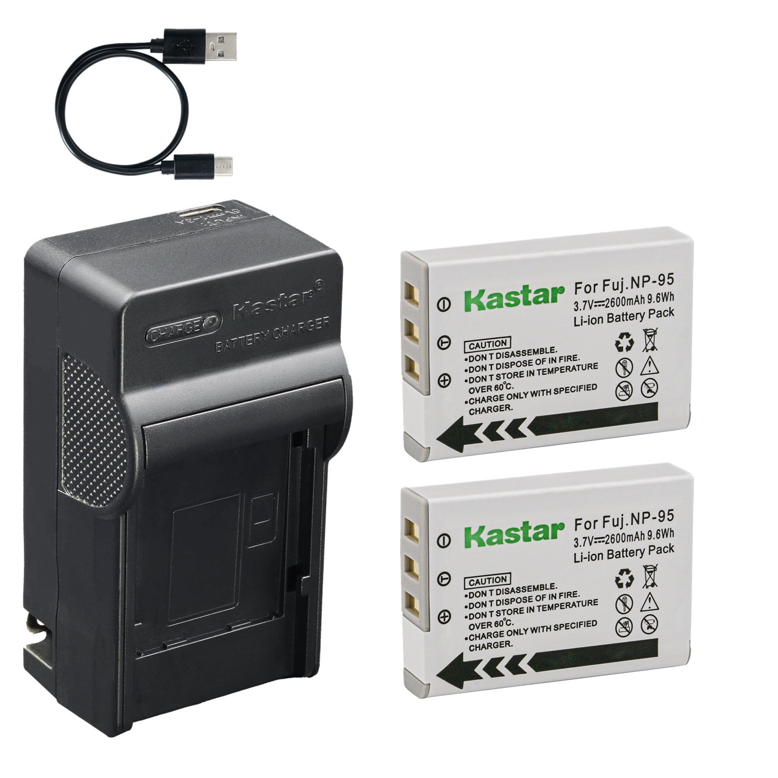 Kastar 2-Pack Battery and AC & USB-C Charger, Compatible with Fuji NP ...