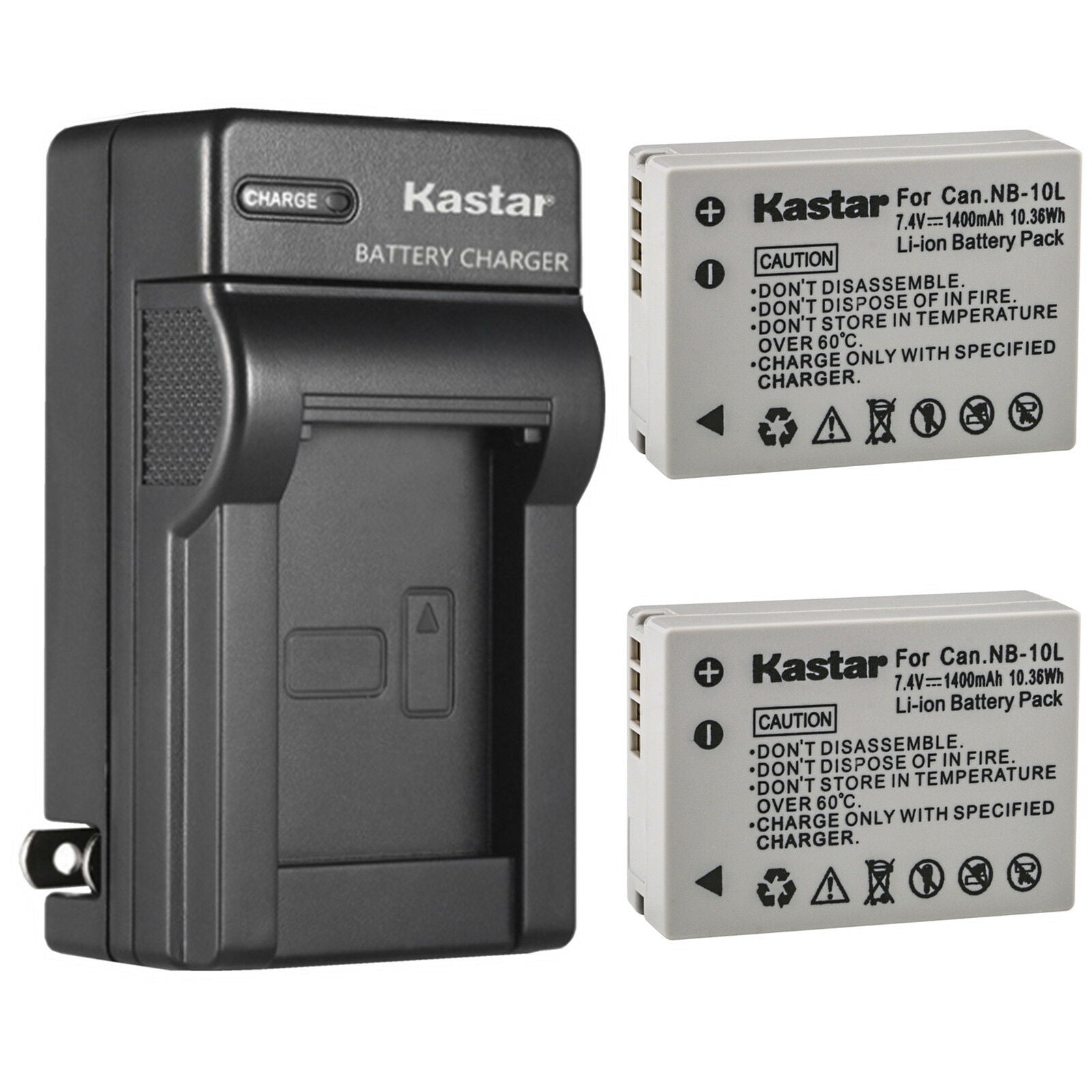 Kastar 2-Pack Battery and AC Wall Charger Replacement for Canon NB-10L ...