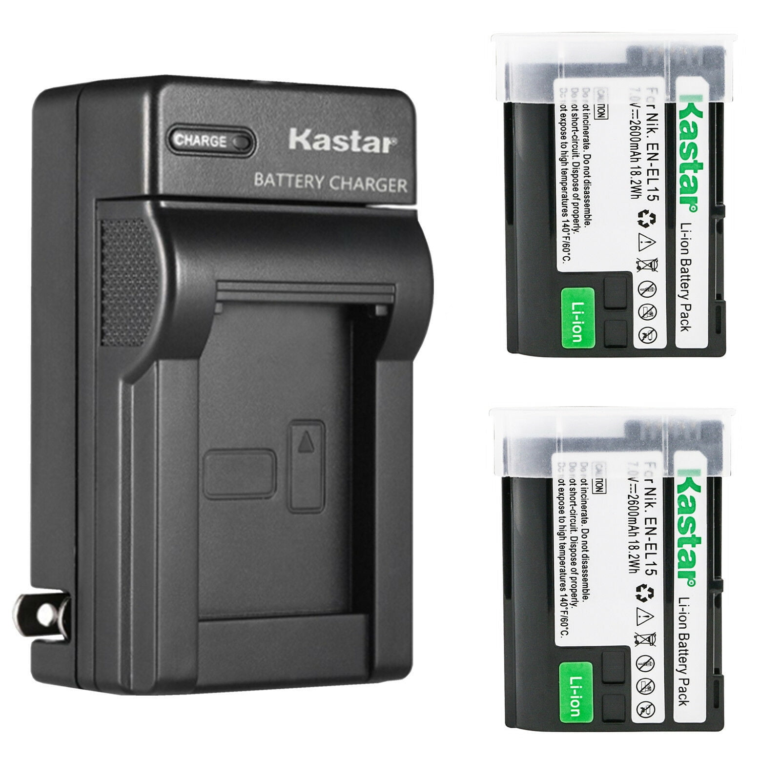 Kastar 2-Pack Battery and AC Wall Charger Replacement for Nikon EN-EL15 EN-EL15a EN-EL15b EN ...