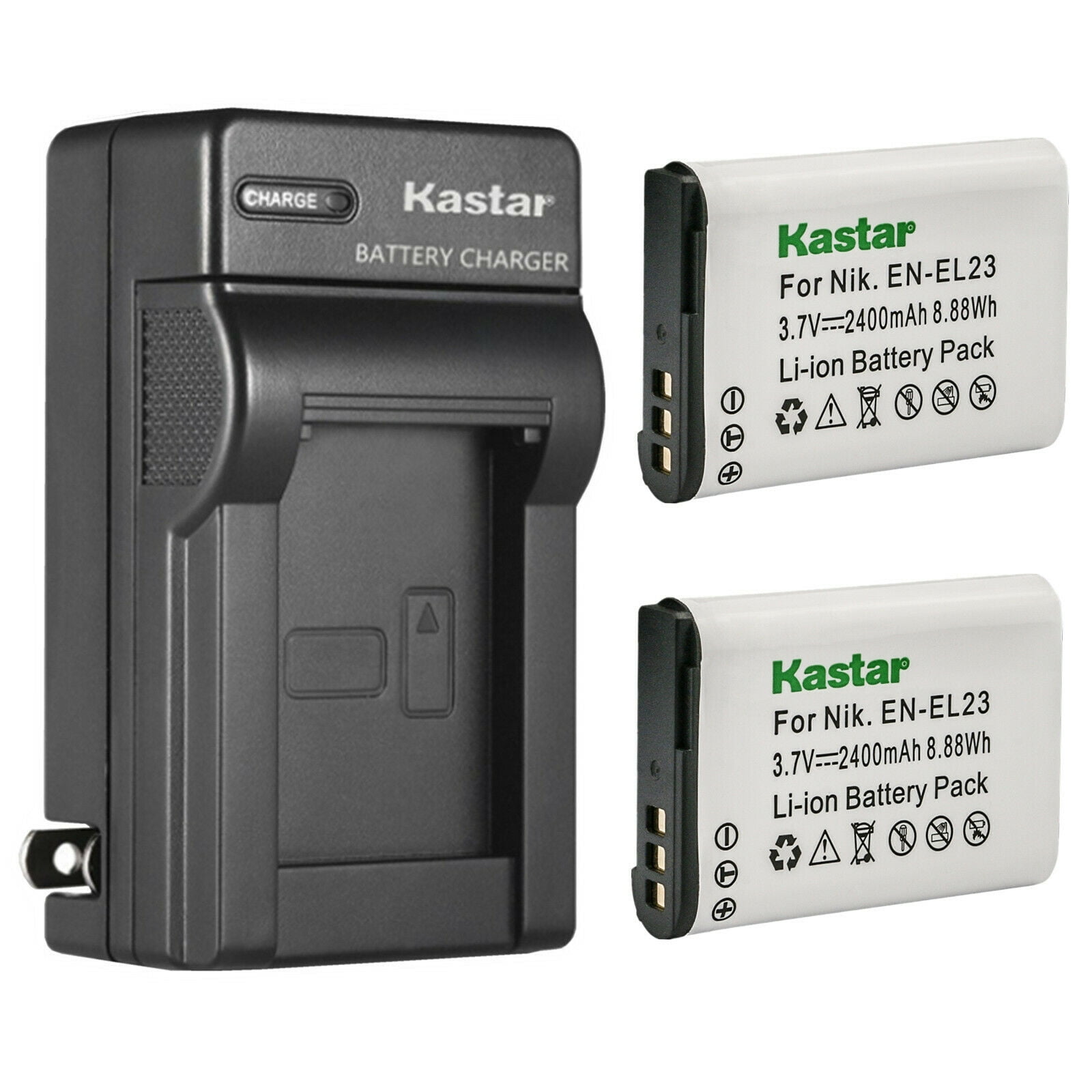 Kastar 2-Pack Battery and AC Wall Charger Replacement for Nikon EN-EL23 ENEL23 Battery, Nikon MH ...