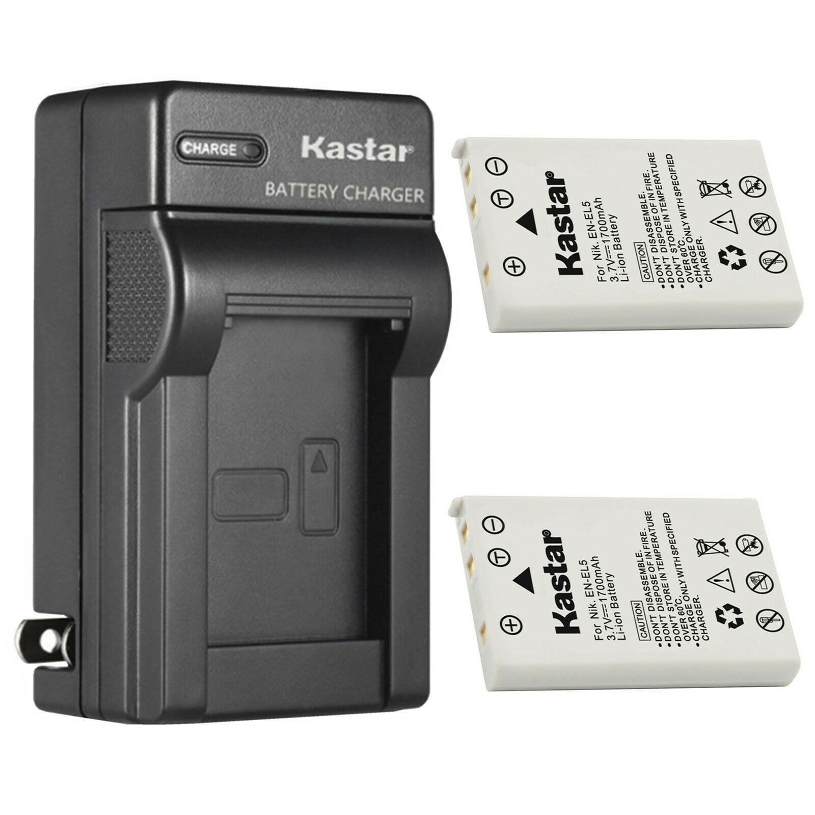 Kastar 2-Pack Battery and AC Wall Charger Replacement for Nikon EN-EL5 CP1 Battery, Nikon MH-61 ...