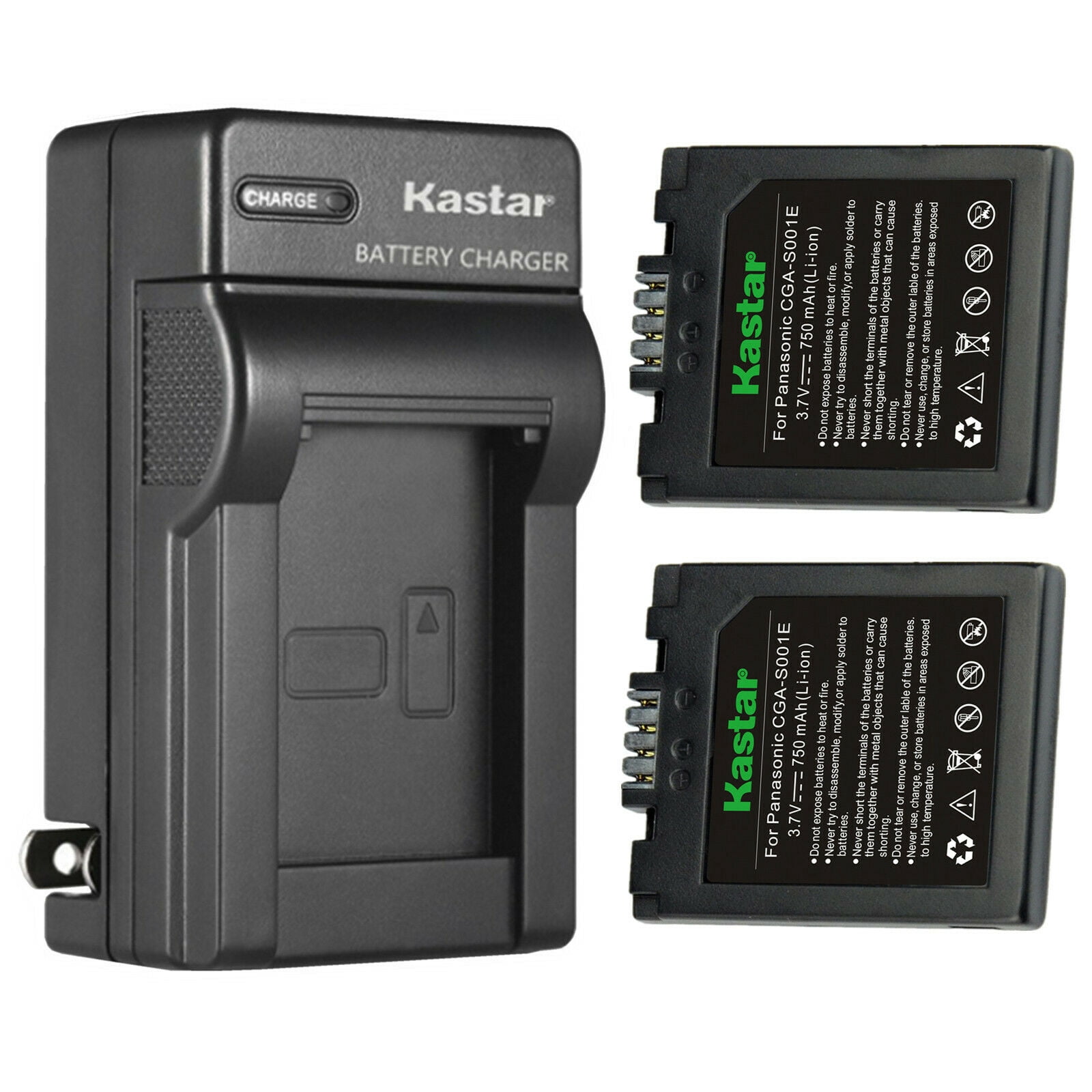 Kastar 2-Pack Battery and AC Wall Charger Replacement for Panasonic CGA-S001A/1B CGA-S001E CGA ...