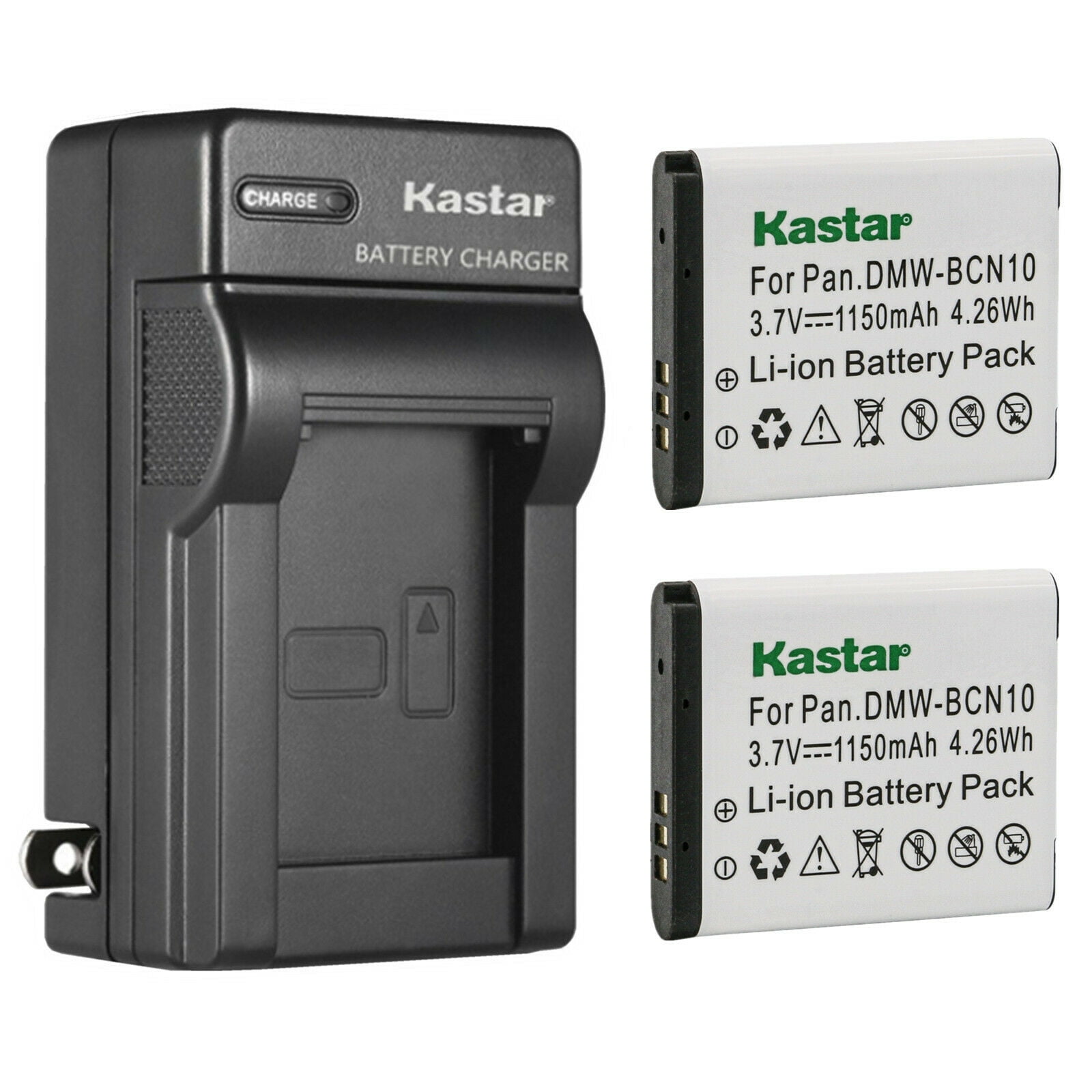 Kastar 2-Pack Battery and AC Wall Charger Replacement for Panasonic DMW-BCN10 DMW-BCN10E, DMW ...