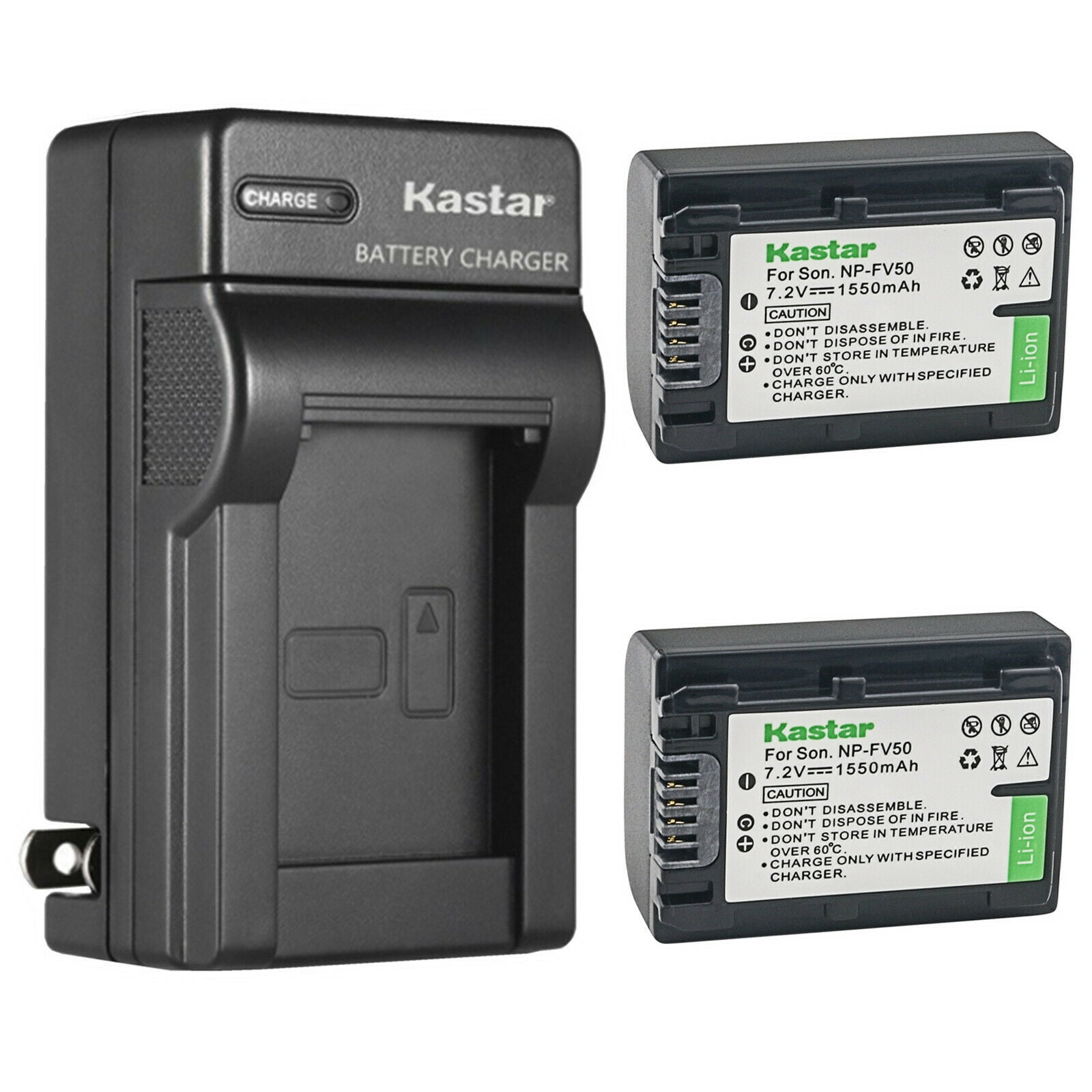 Kastar 2-Pack Battery and AC Wall Charger Replacement for Sony NP-FV30, NP-FV40, NP-FV50, NP ...