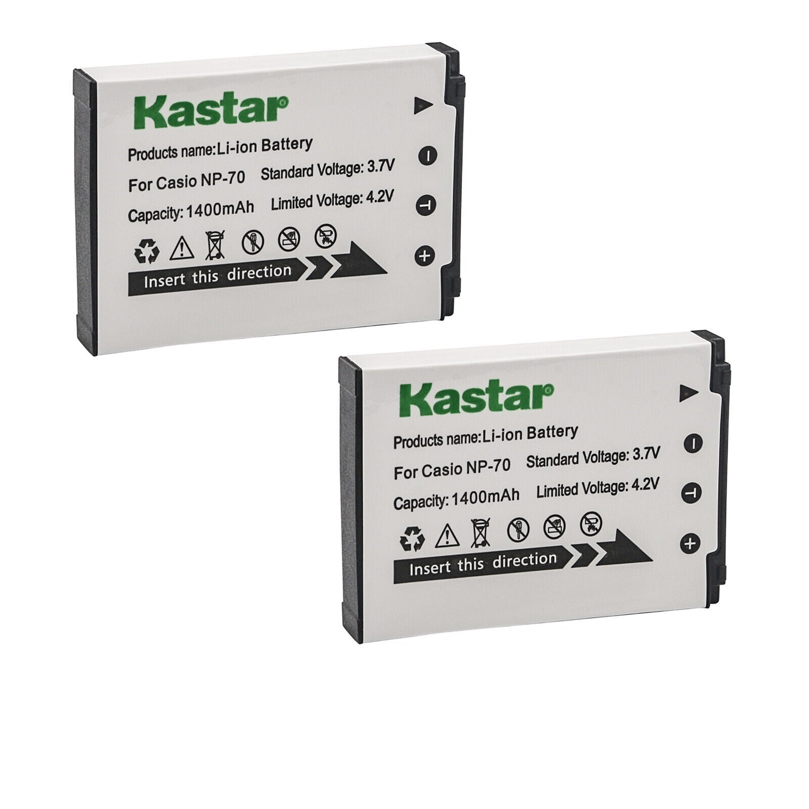 Kastar 2-Pack Battery CNP-70 Replacement for Casio NP-70 NP70, CNP-70 ...
