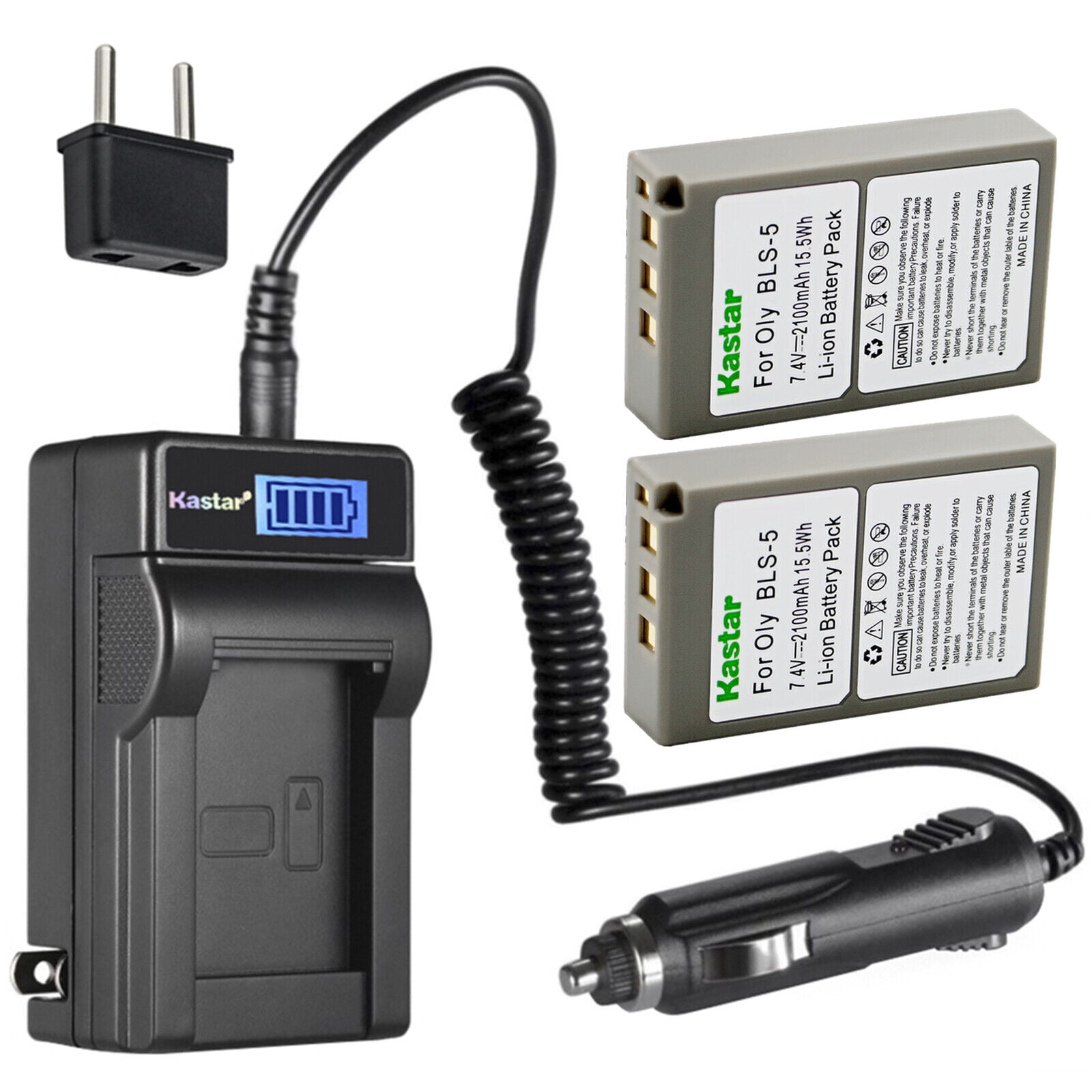 Kastar 2-Pack Battery and LCD AC Charger Compatible with Olympus BLS-5 ...