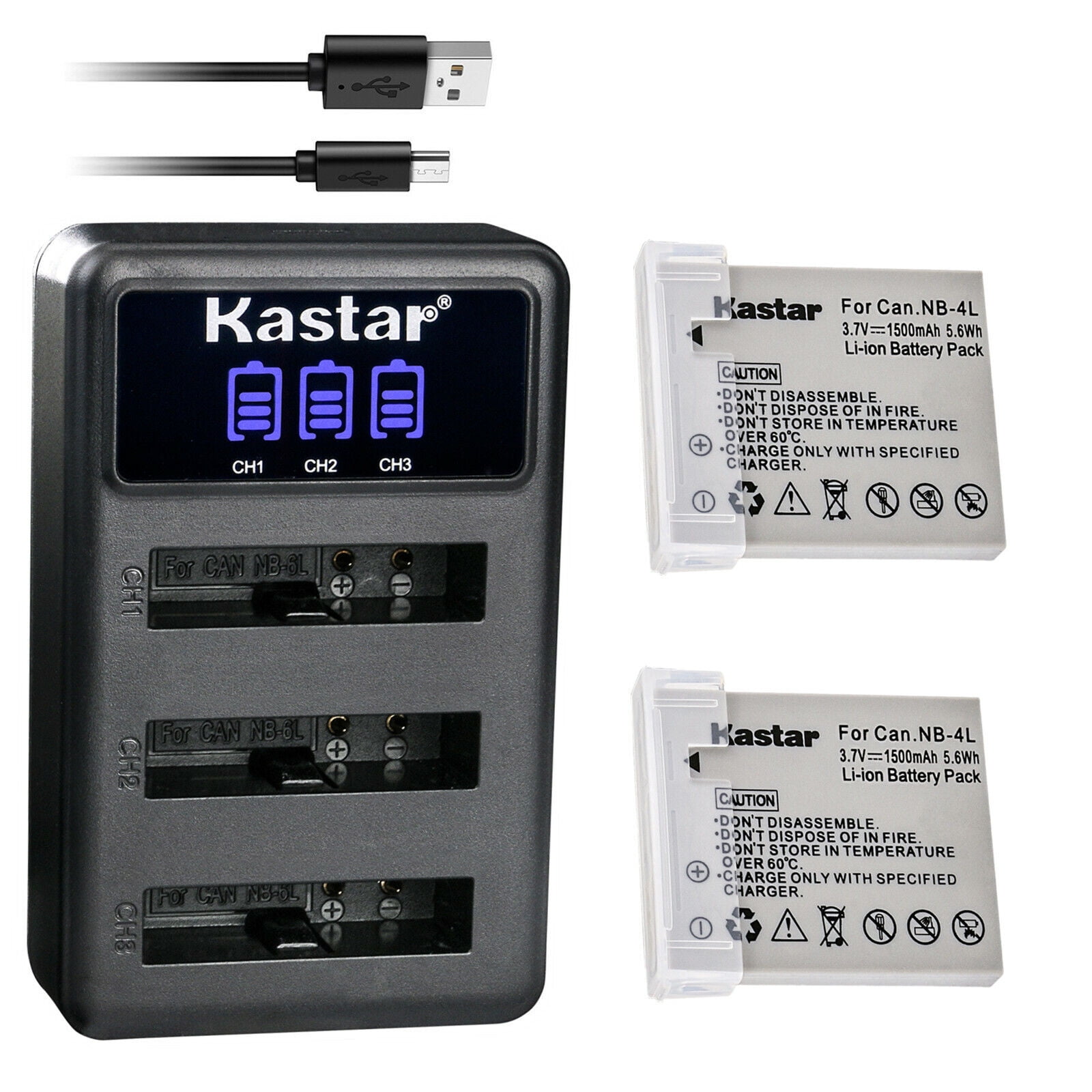 Kastar 2 Pack Battery and LCD Triple USB Charger Compatible with Canon ...