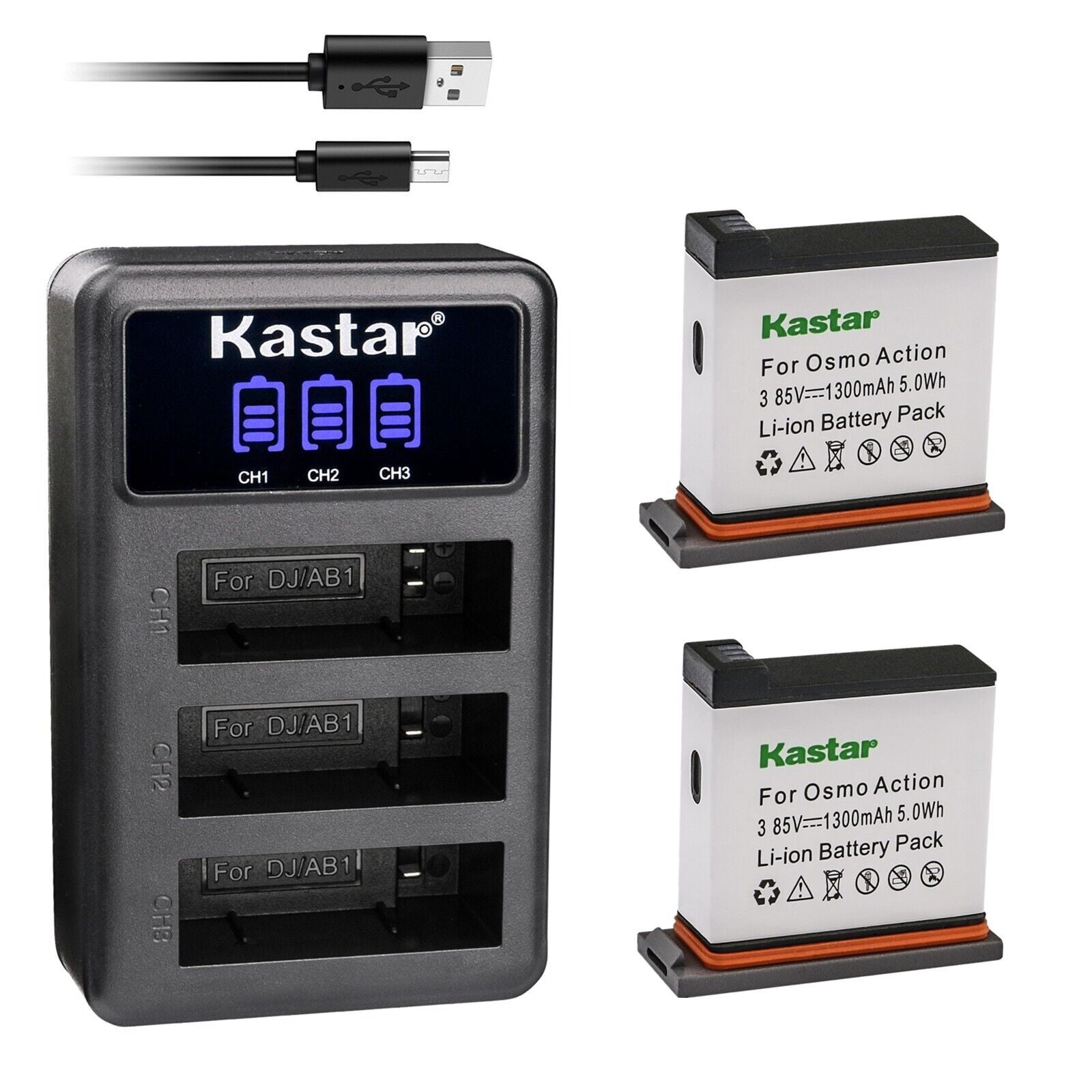 Kastar 2 Pack Battery and LCD Triple USB Charger Compatible with DJI ...