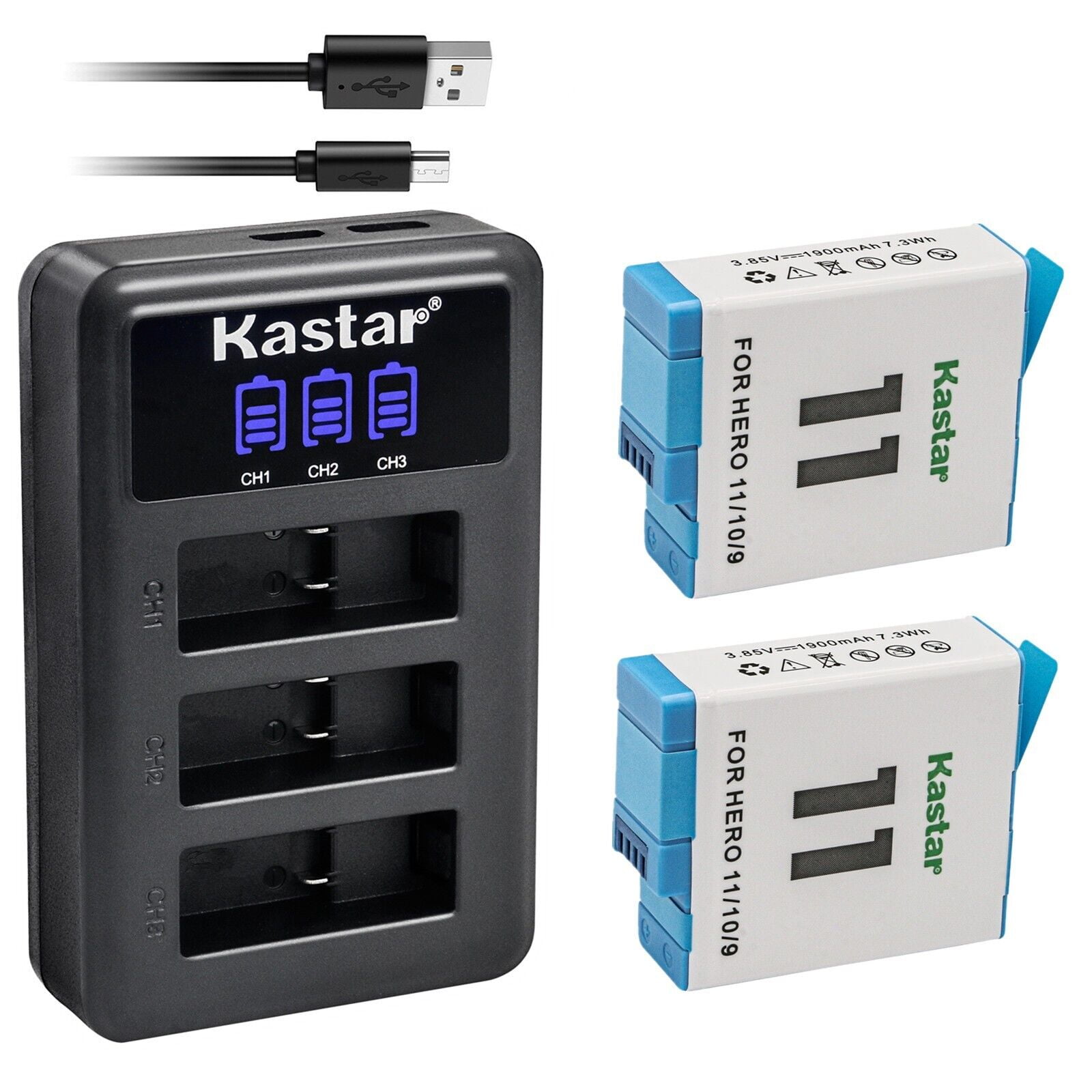 Kastar 2 Pack Battery and LCD Triple USB Charger Compatible with GoPro ...