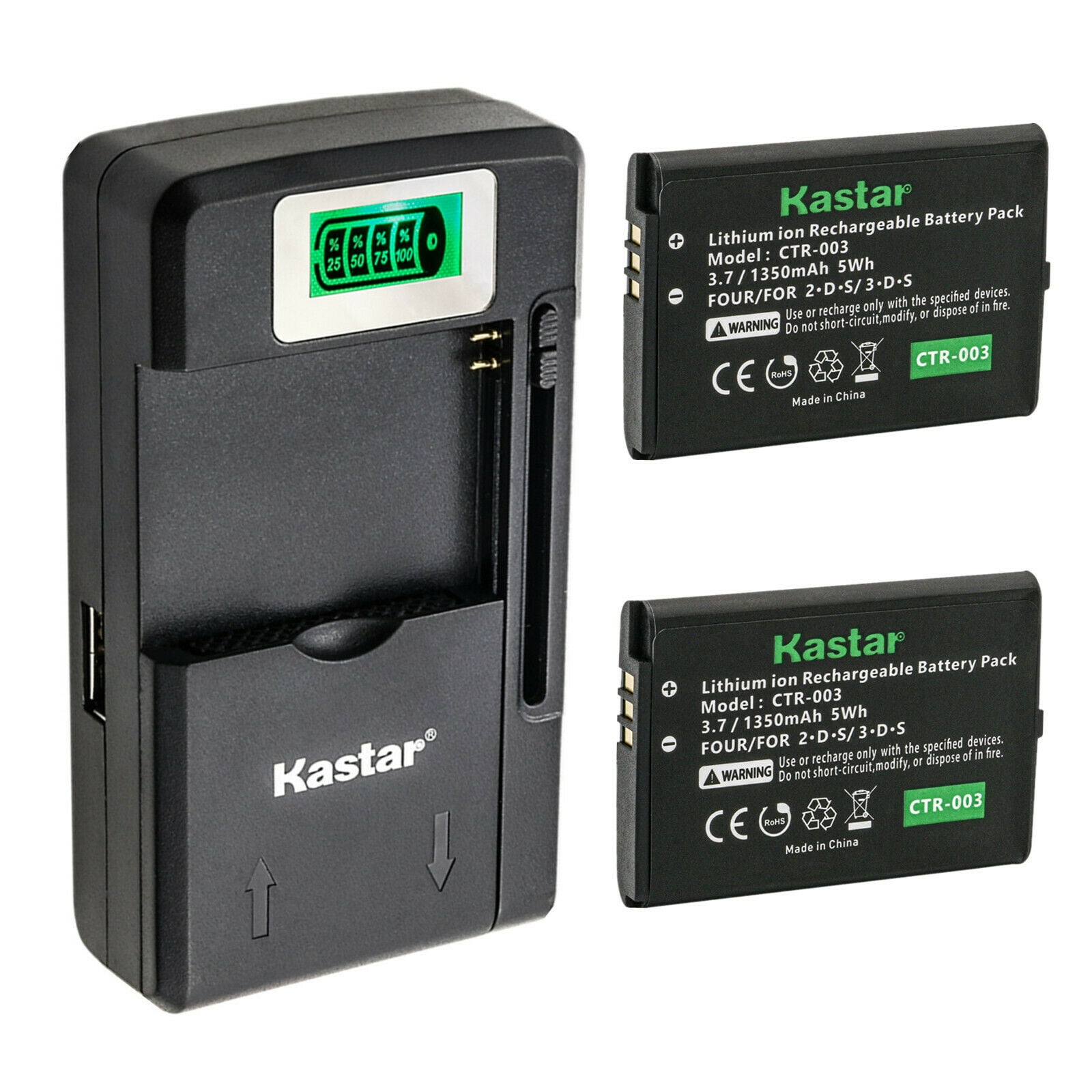 Kastar 2-Pack Battery and LCD USB Charger Compatible with Nintendo 3DS ...