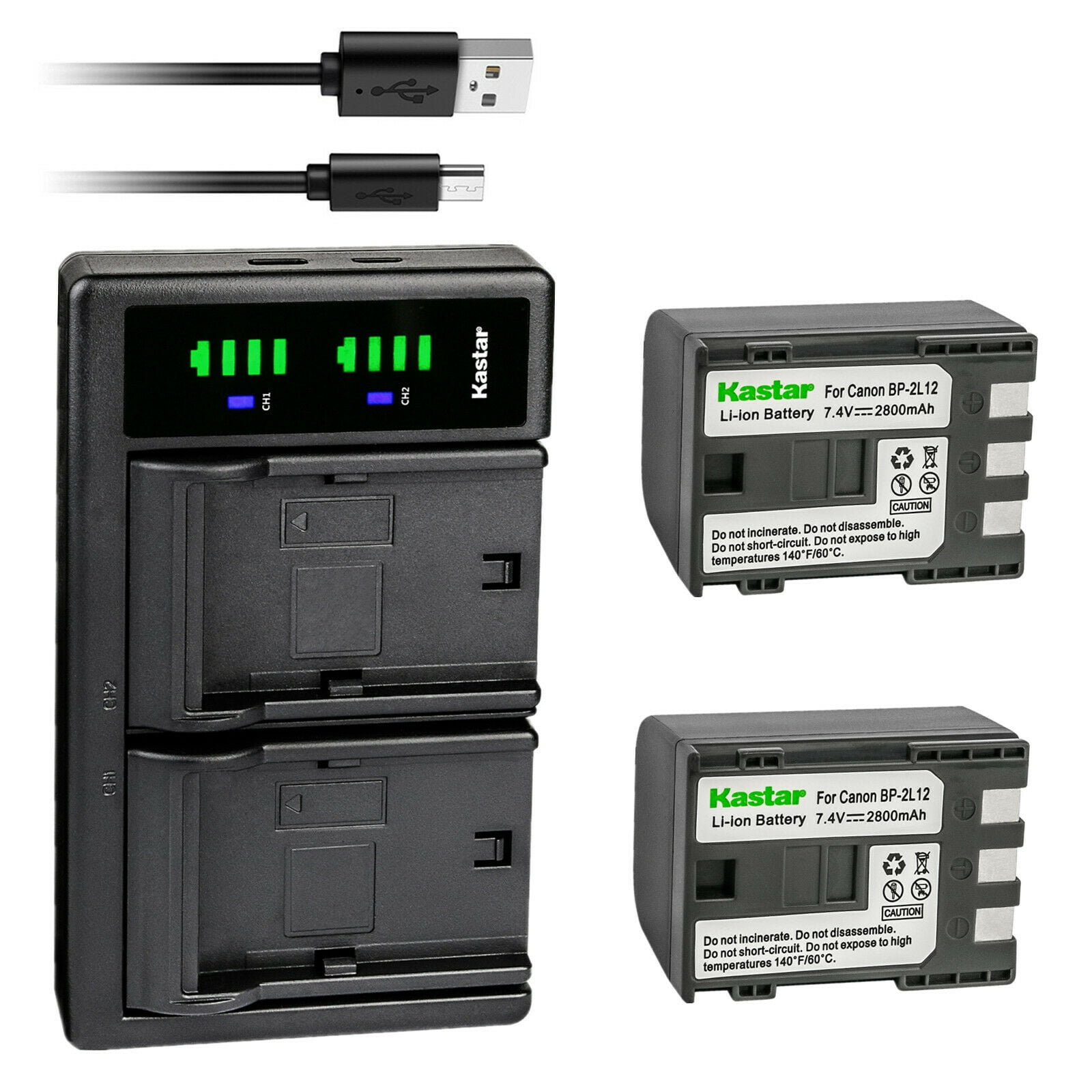 Kastar 2-Pack Battery and LTD2 USB Charger Compatible with Canon iVIS ...