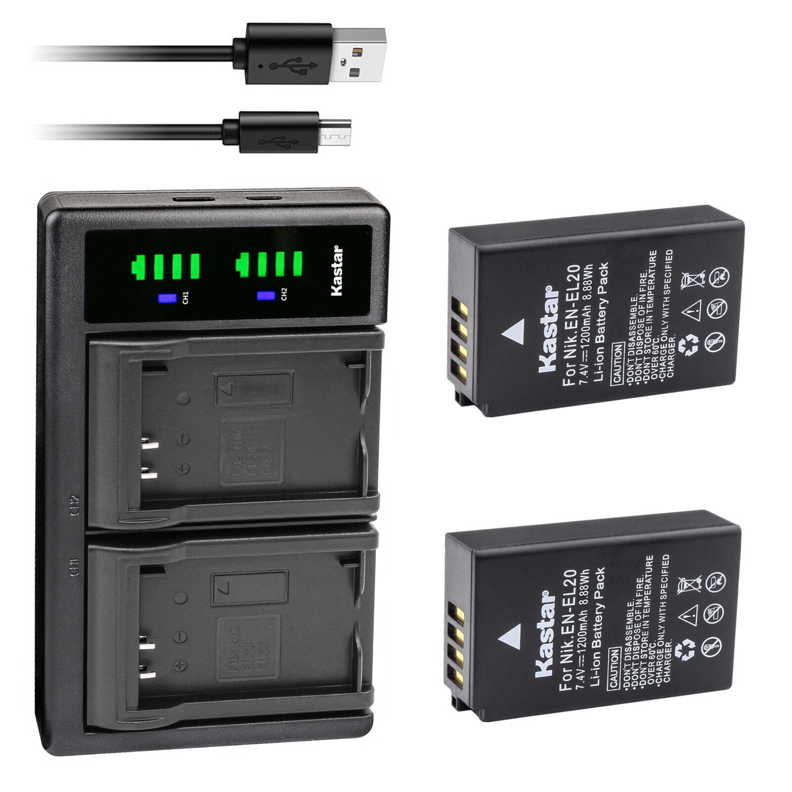 Kastar 2-Pack Battery and LTD2 USB Charger Replacement for Nikon EN ...