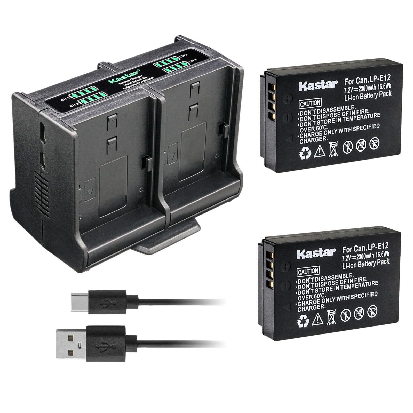 Kastar 2-Pack Battery and Quadruple Charger Compatible with Canon LP ...