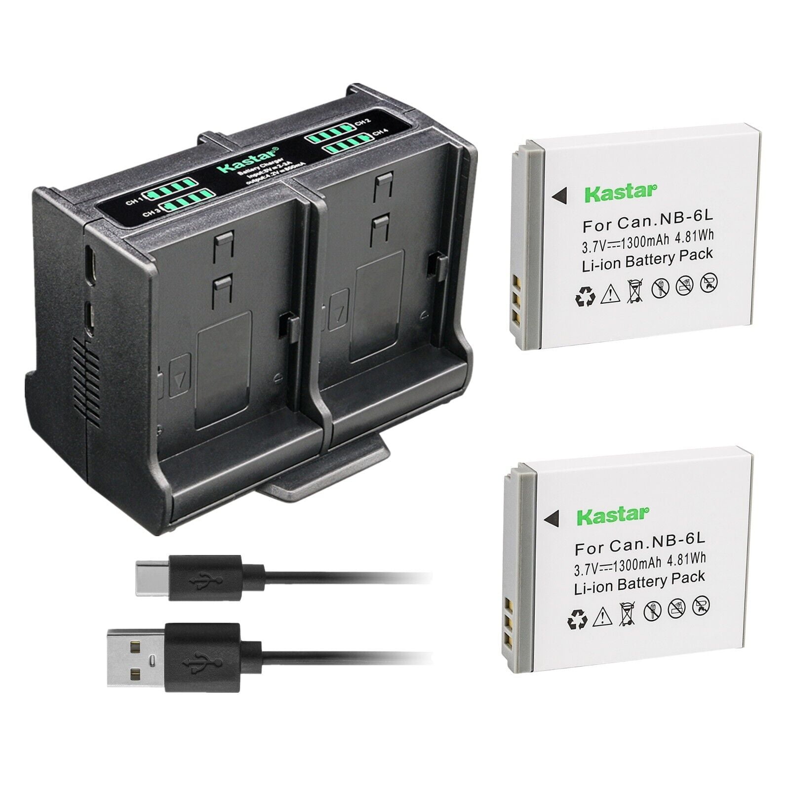 Kastar 2-Pack Battery and Quadruple Charger Compatible with Lecran FHD ...
