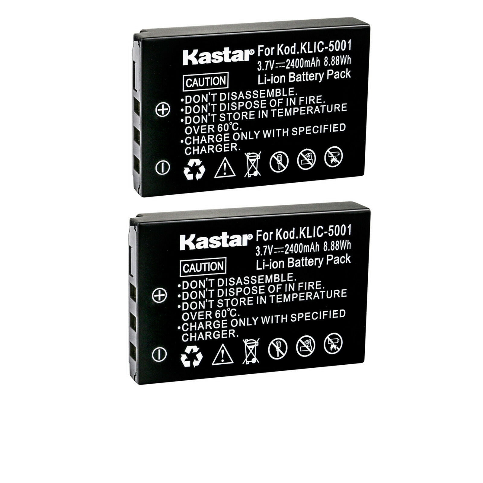 Kastar 2-Pack Battery Replacement for Kodak KLIC-5001, K5001, 1054062 ...