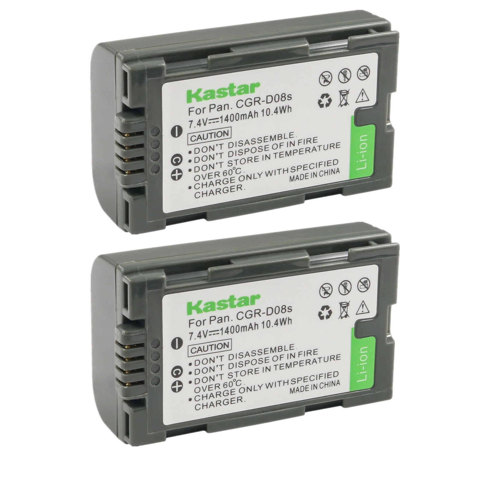 Kastar 2-Pack CGR-D08 Battery Replacement for Panasonic PV-BP8, PV-D401 ...
