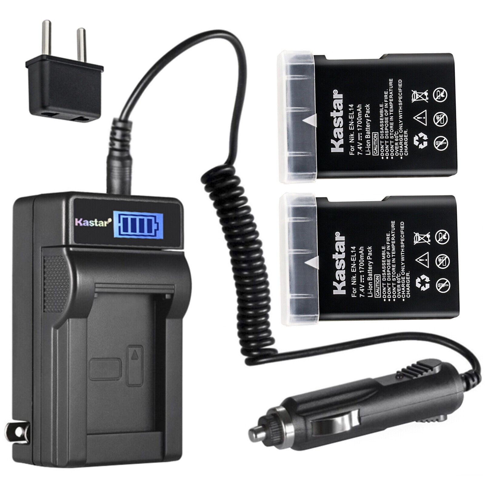 Kastar 2-Pack EN-EL14 Battery and LCD AC Charger Compatible with Nikon ...