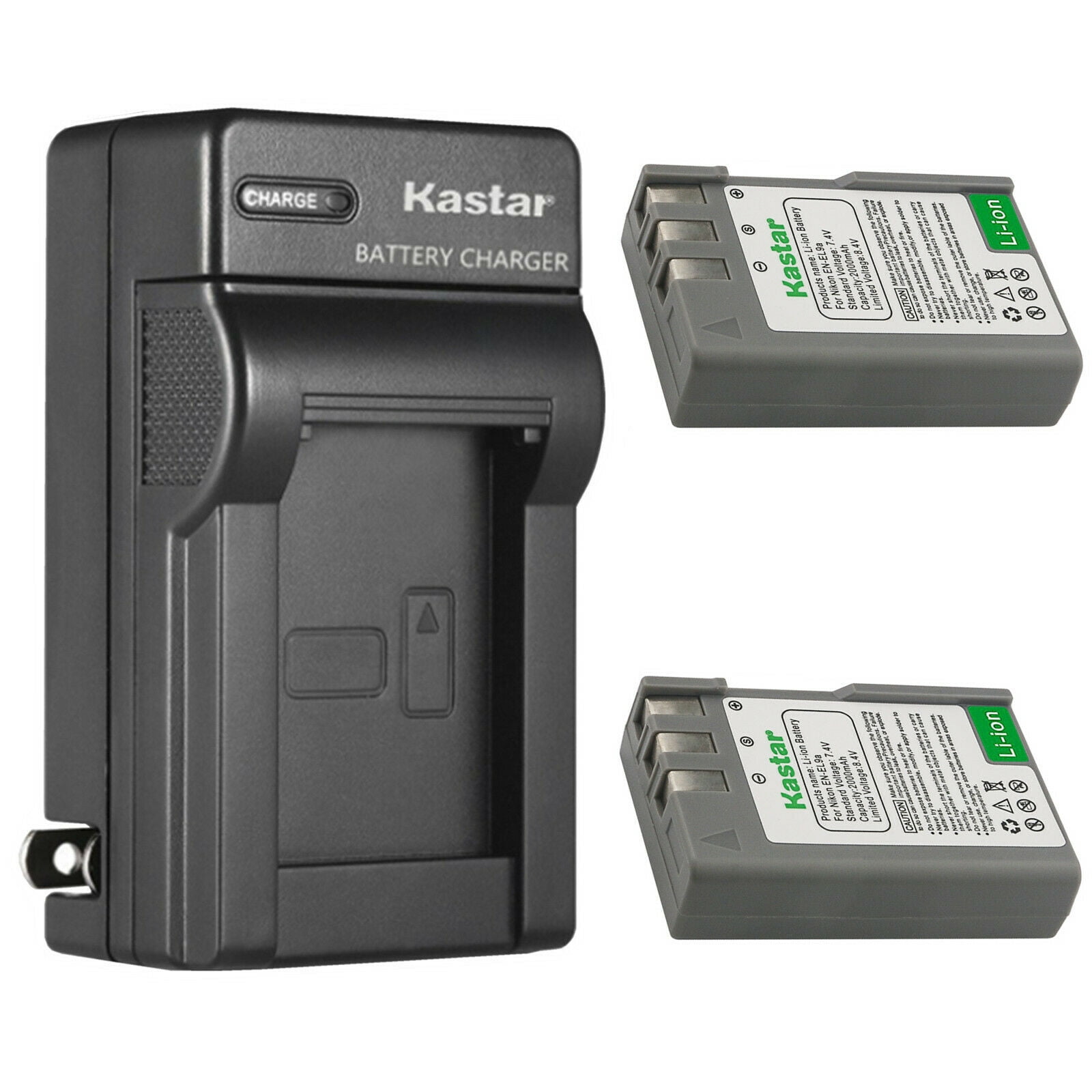 Kastar 2-Pack EN-EL9a Battery and AC Wall Charger Replacement for Nikon ...