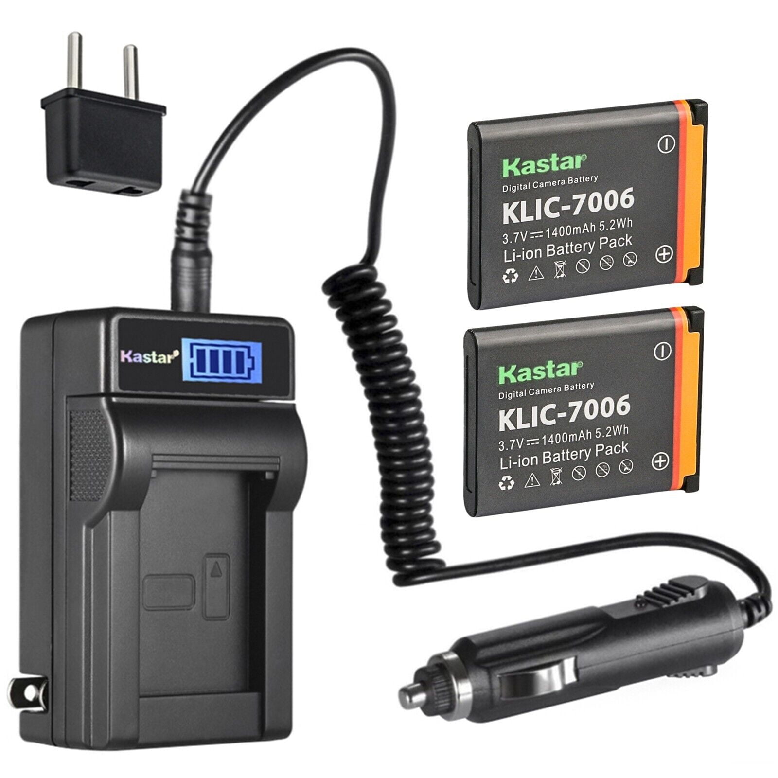 Kastar 2-Pack KLIC-7006 Battery and LCD AC Charger Compatible with Kodak Easyshare M22 ...